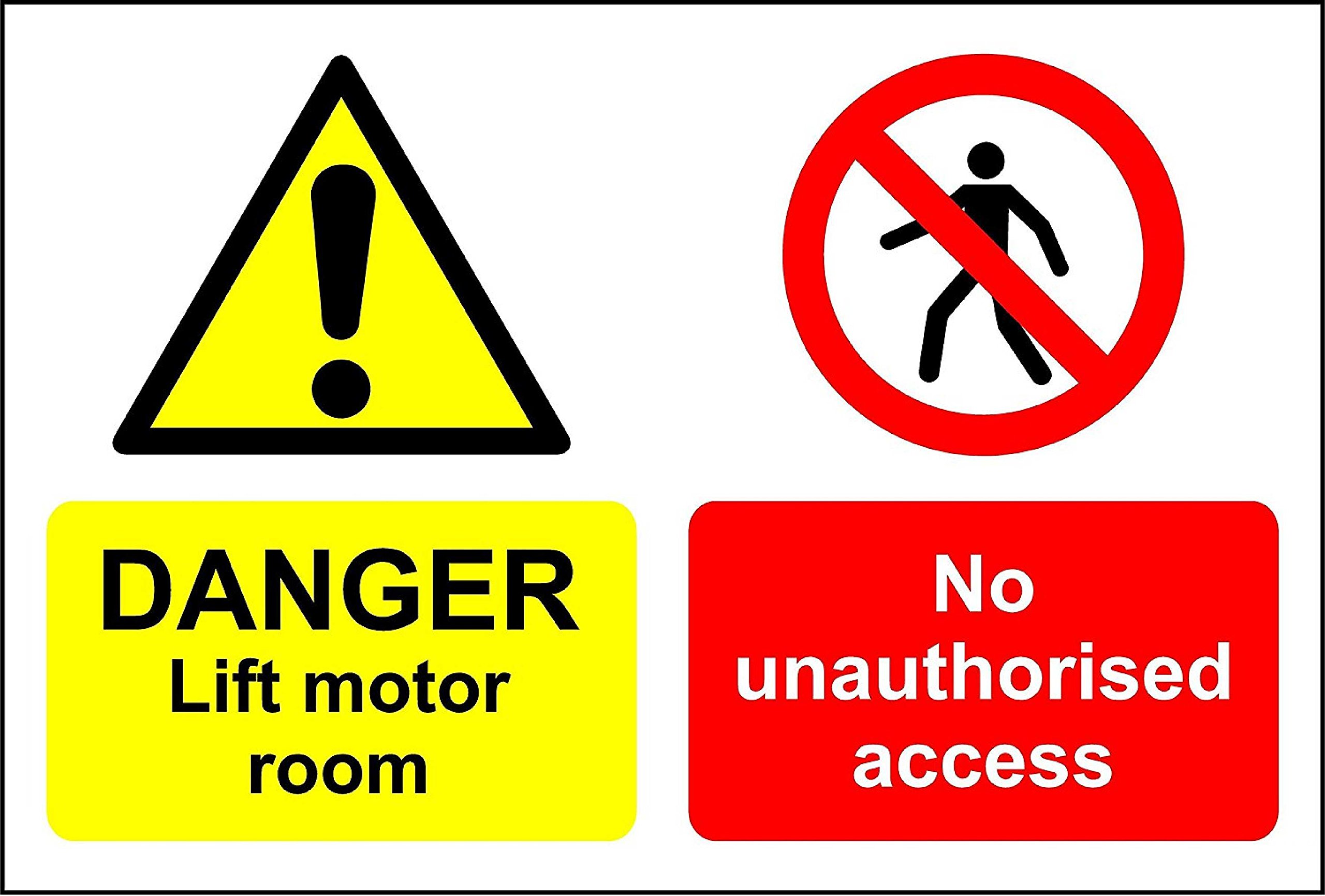Danger. Lift motor room. No unauthorised access sign - 3mm Aluminium ...