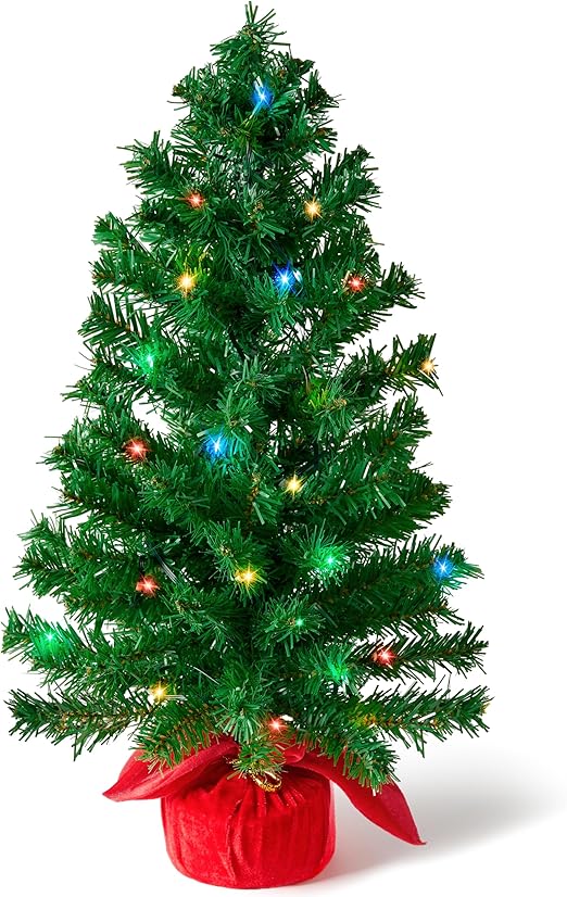 Amazon.com: JOIEDOMI 24"/2FT Small Tabletop Christmas Tree with Multi ...