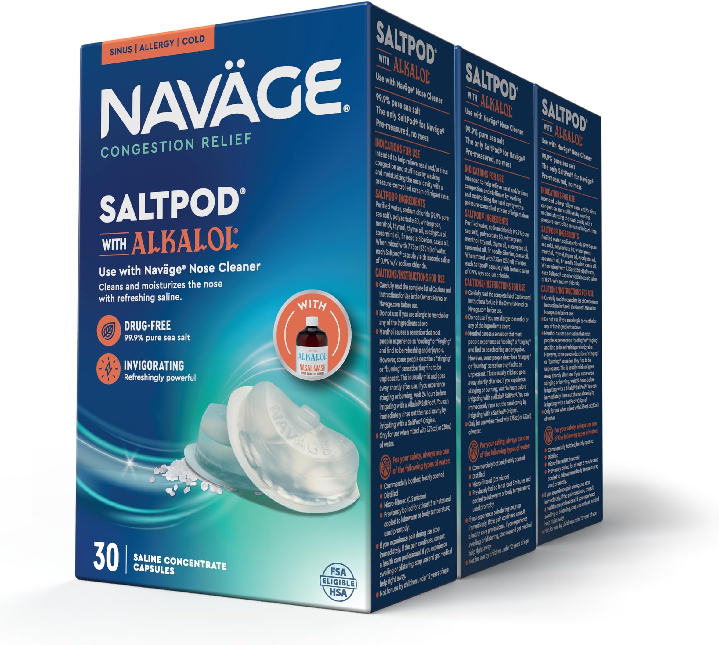 Amazon.com: Navage SaltPod w/ Alkalol (3 30-Packs) - Exclusively ...