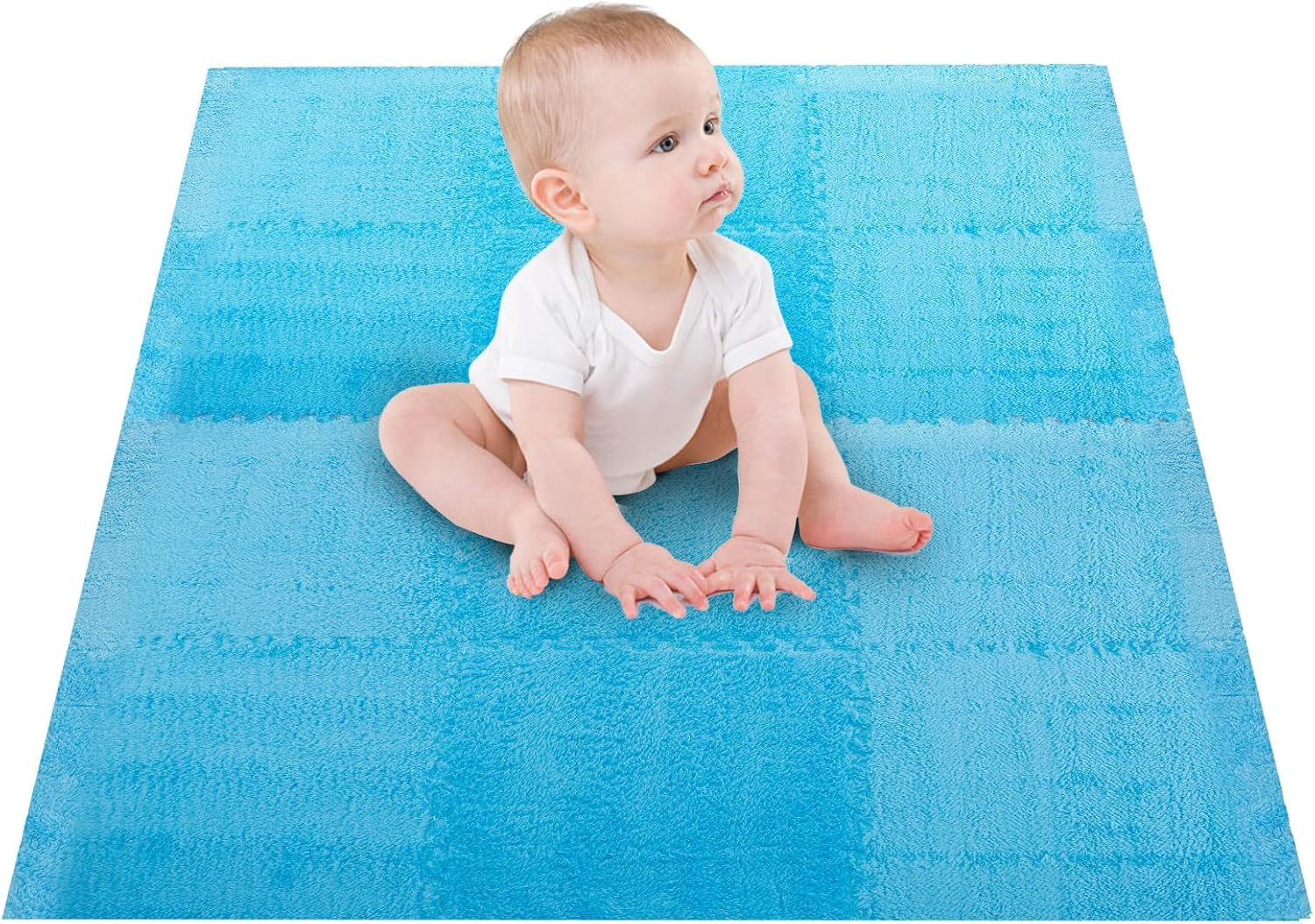 Amazon.com: 12 pcs Thickened Foam Interlocking Floor Mats, Fluffy Plush ...