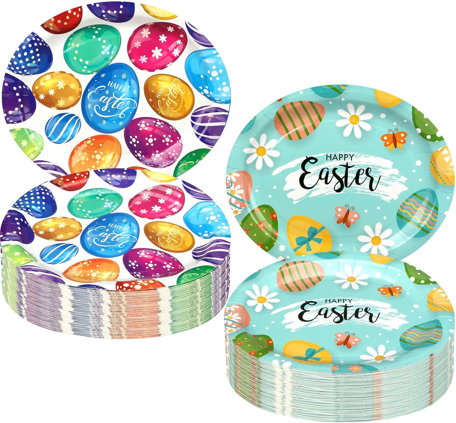 Amazon.com: Ziliny 50 Count 10" x 12" Easter Oval Paper Plates Large ...