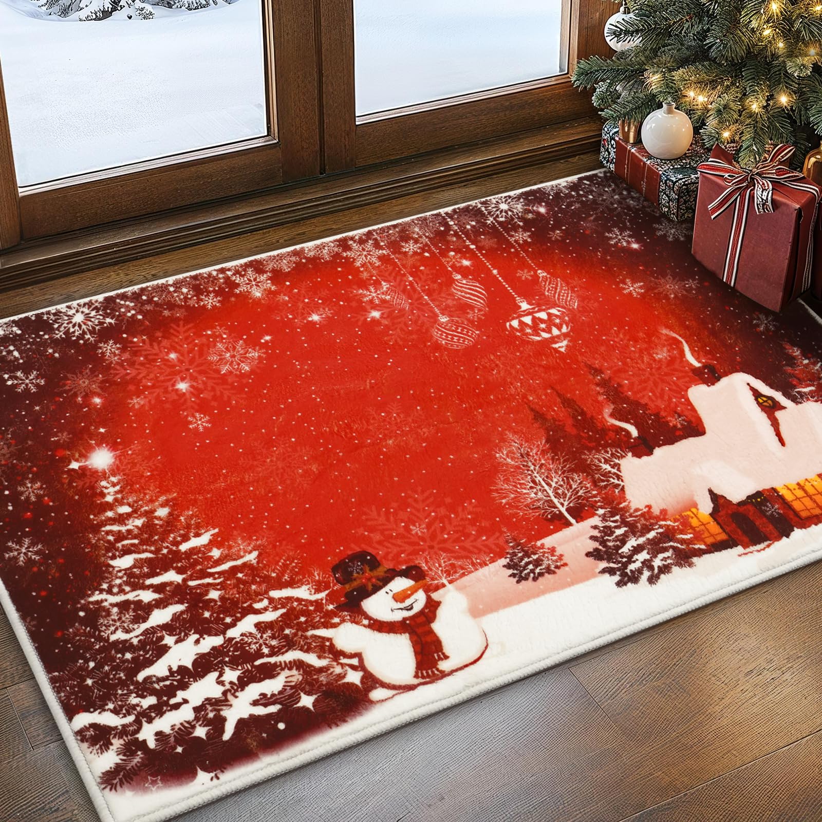 Amazon.com: FRAMICS Christmas Snowman Area Rug, Red 2x3 Rug Washable ...
