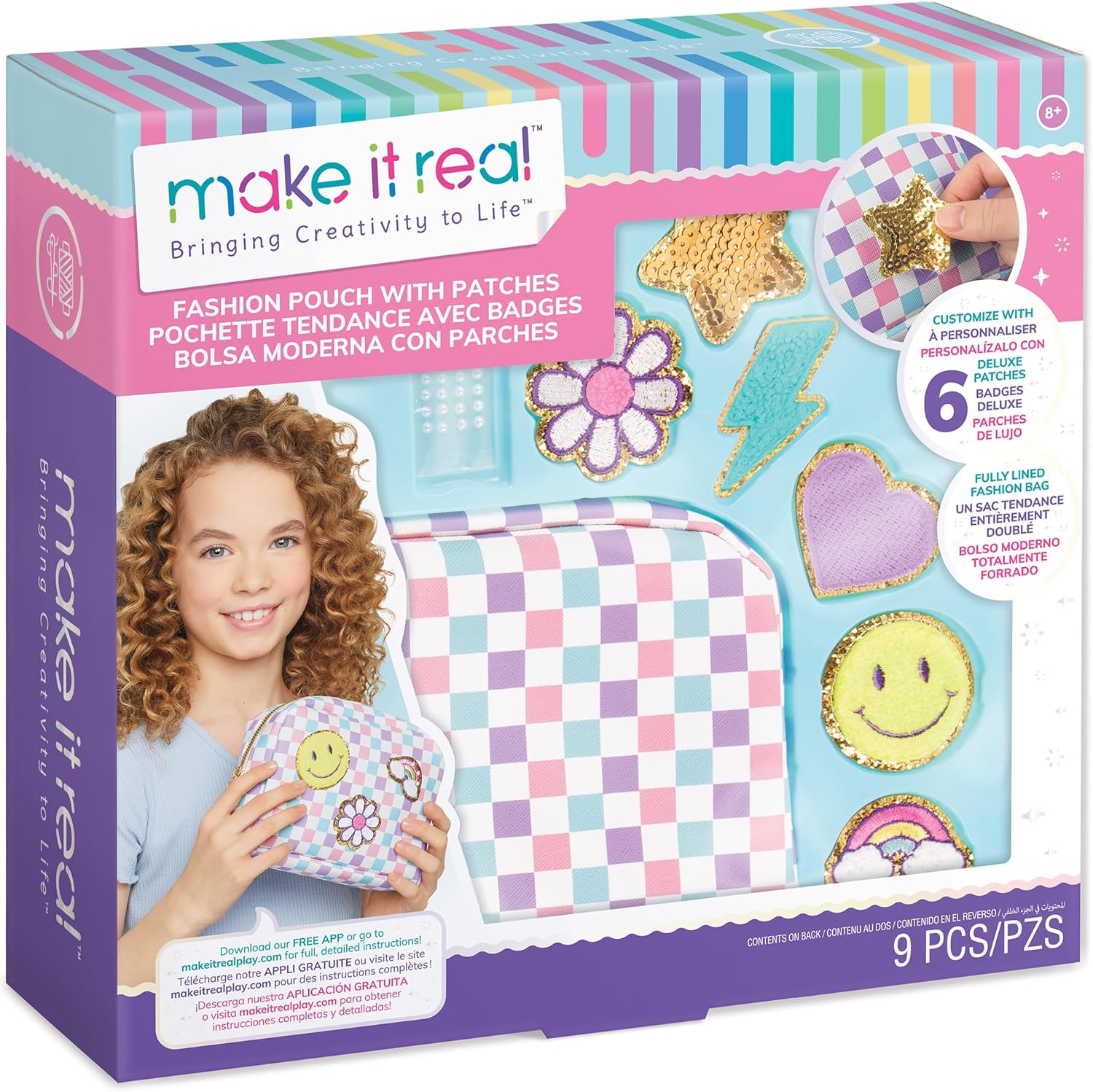Amazon.com: Make It Real: Fashion Pouch with Patches - 9pcs, Checkered ...