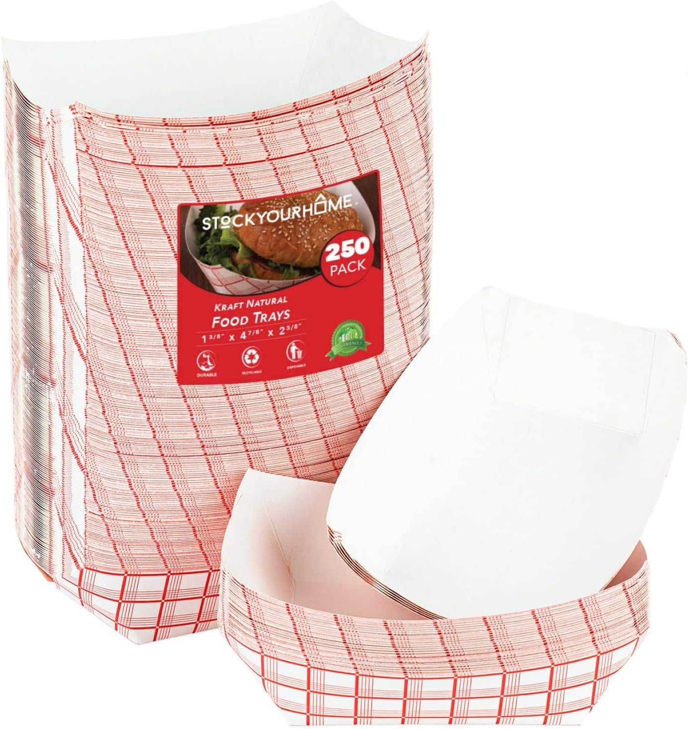 Amazon.com | 50 Pcs Checkered Paper Food Trays with 50 Deli Liner ...