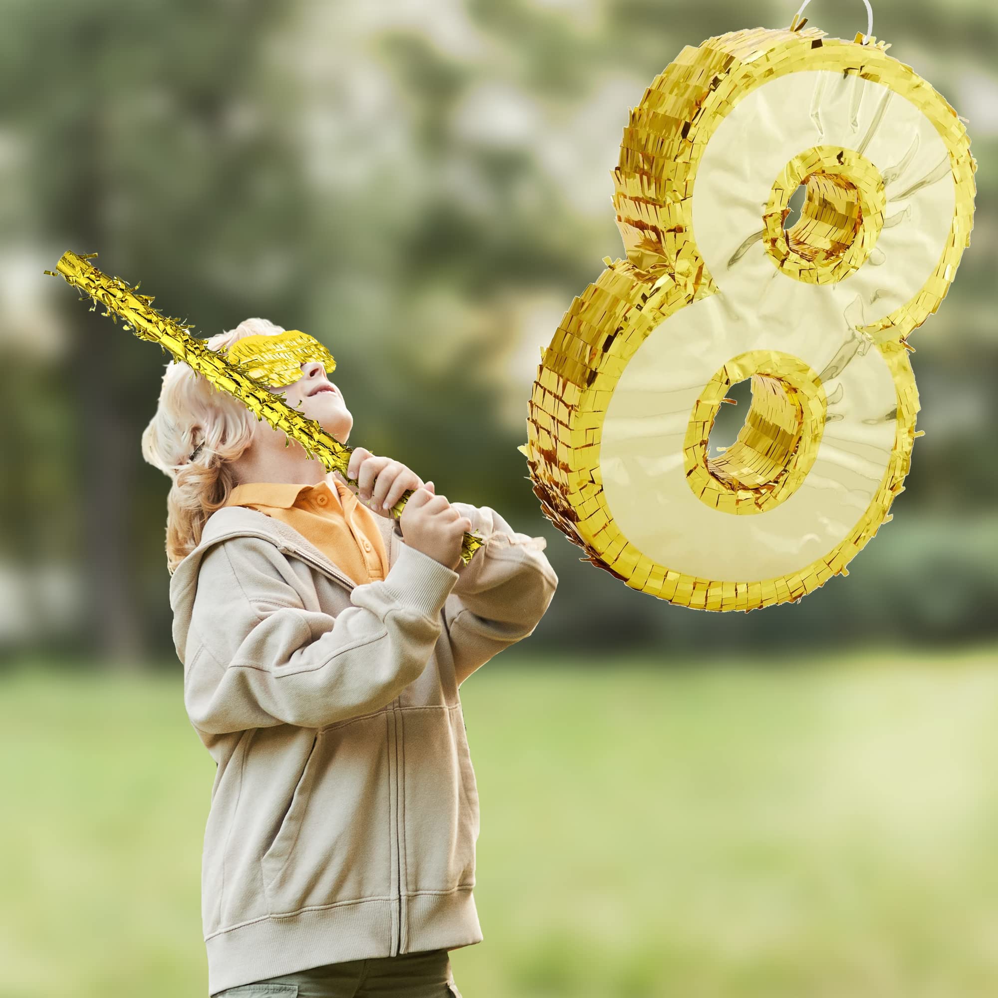 Gold Foil Number 8 Pinatas for Birthday Party for Girls & Boys with ...