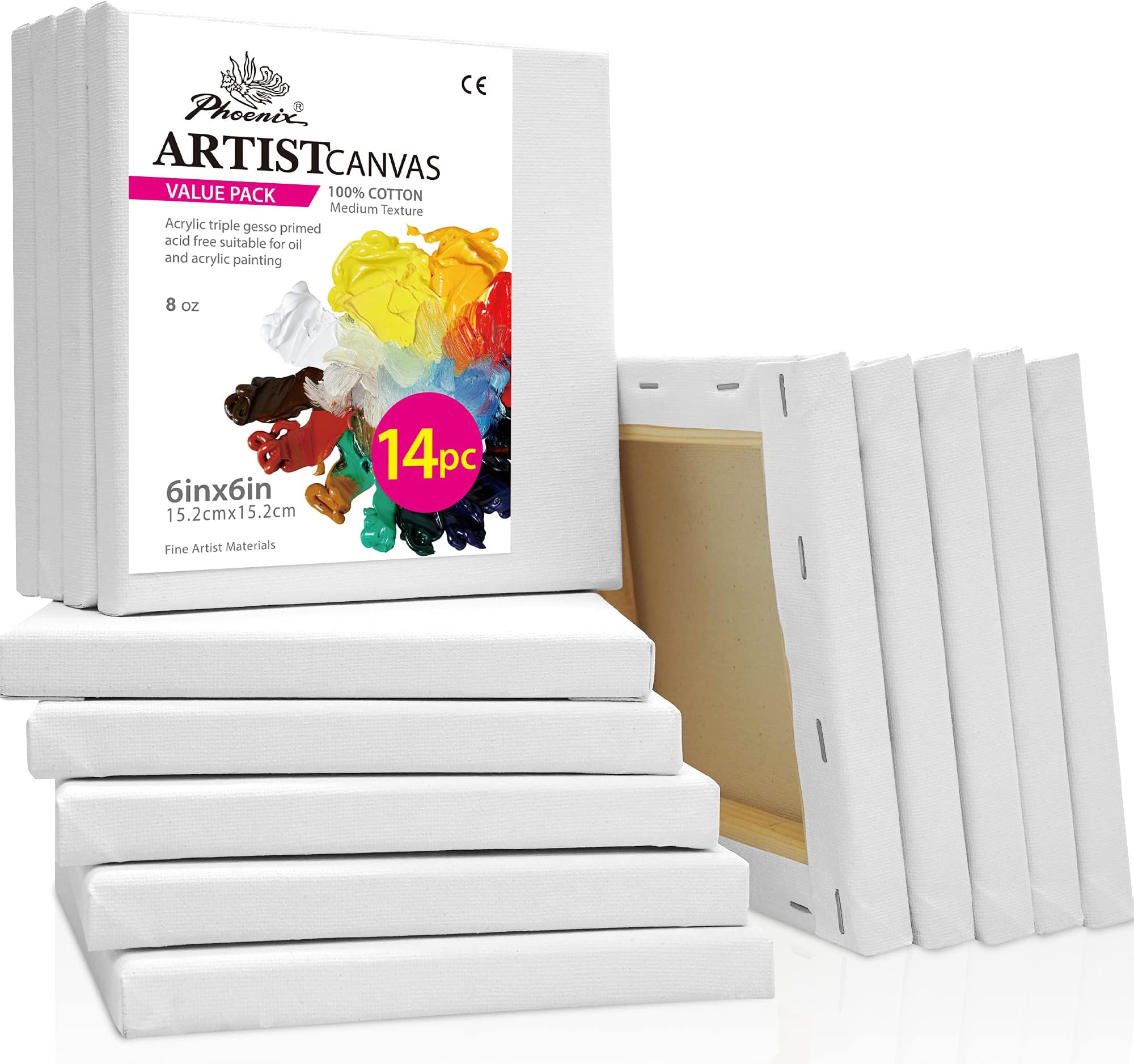 Amazon.com: SL crafts Artist Mini Stretched Canvas 6x6 Inch Small Blank ...