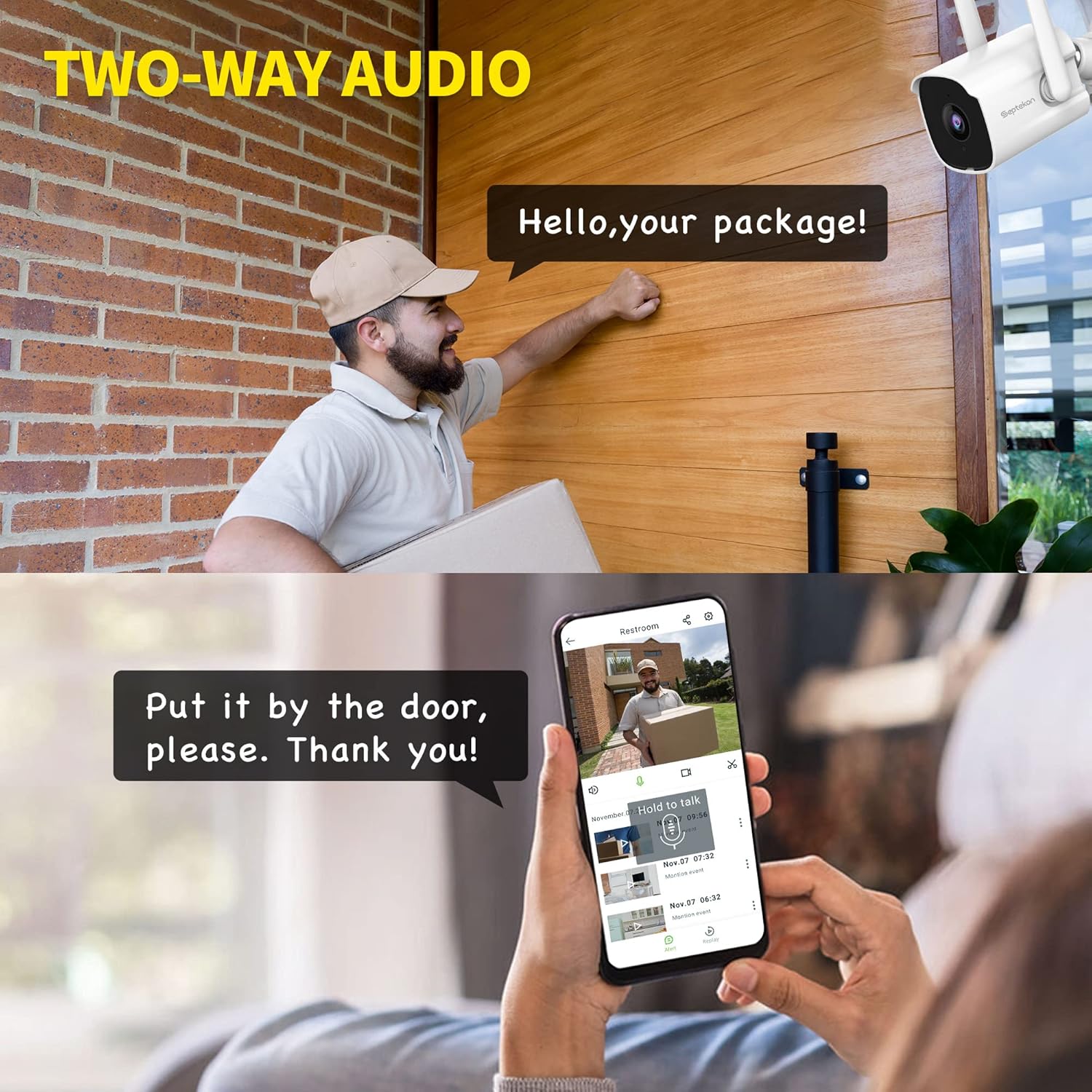 Septekon Security Camera Outdoor CCTV Camera Wireless, 1080P Dual ...