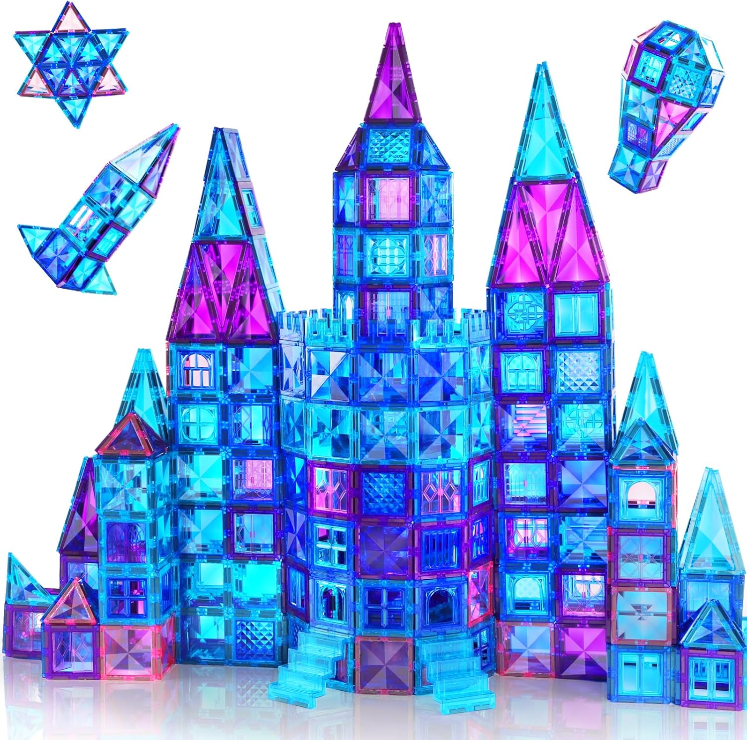Amazon.com: AFUNX Magnetic Tiles, 116PCS Magnet Building Blocks, 3D ...