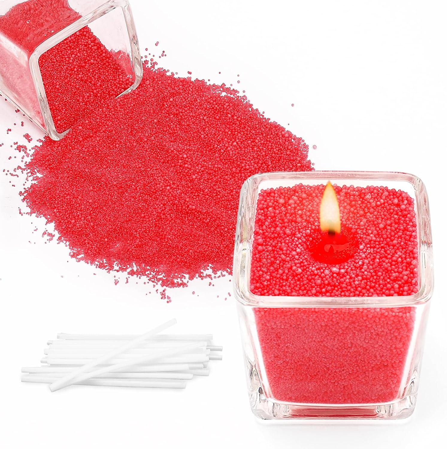 Pearled Candle Sand and Wicks, 800g Warmnest Candle Sand Refillable ...