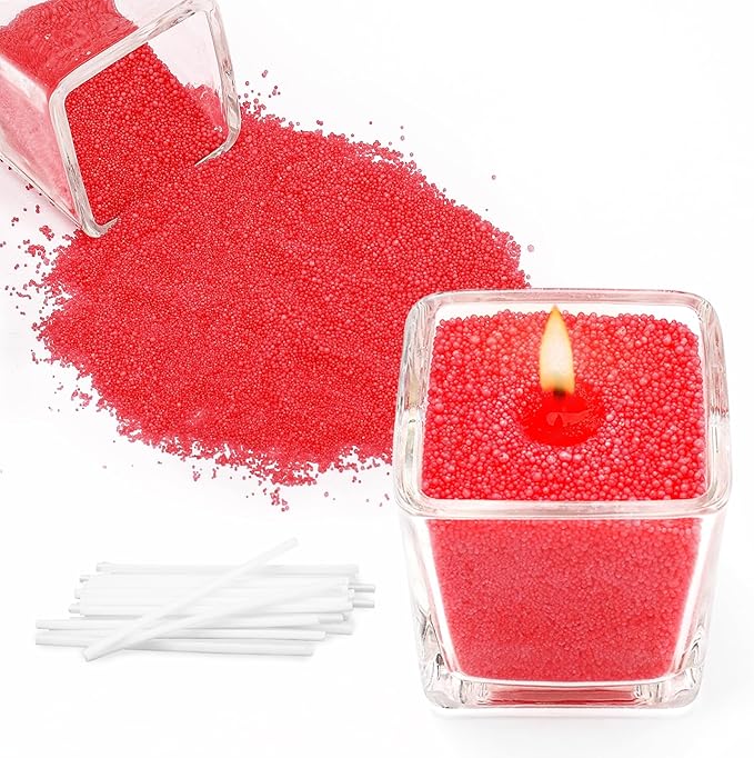 Pearled Candle Sand and Wicks, 800g Warmnest Candle Sand Refillable Pearled Candle Sand with 20 ...