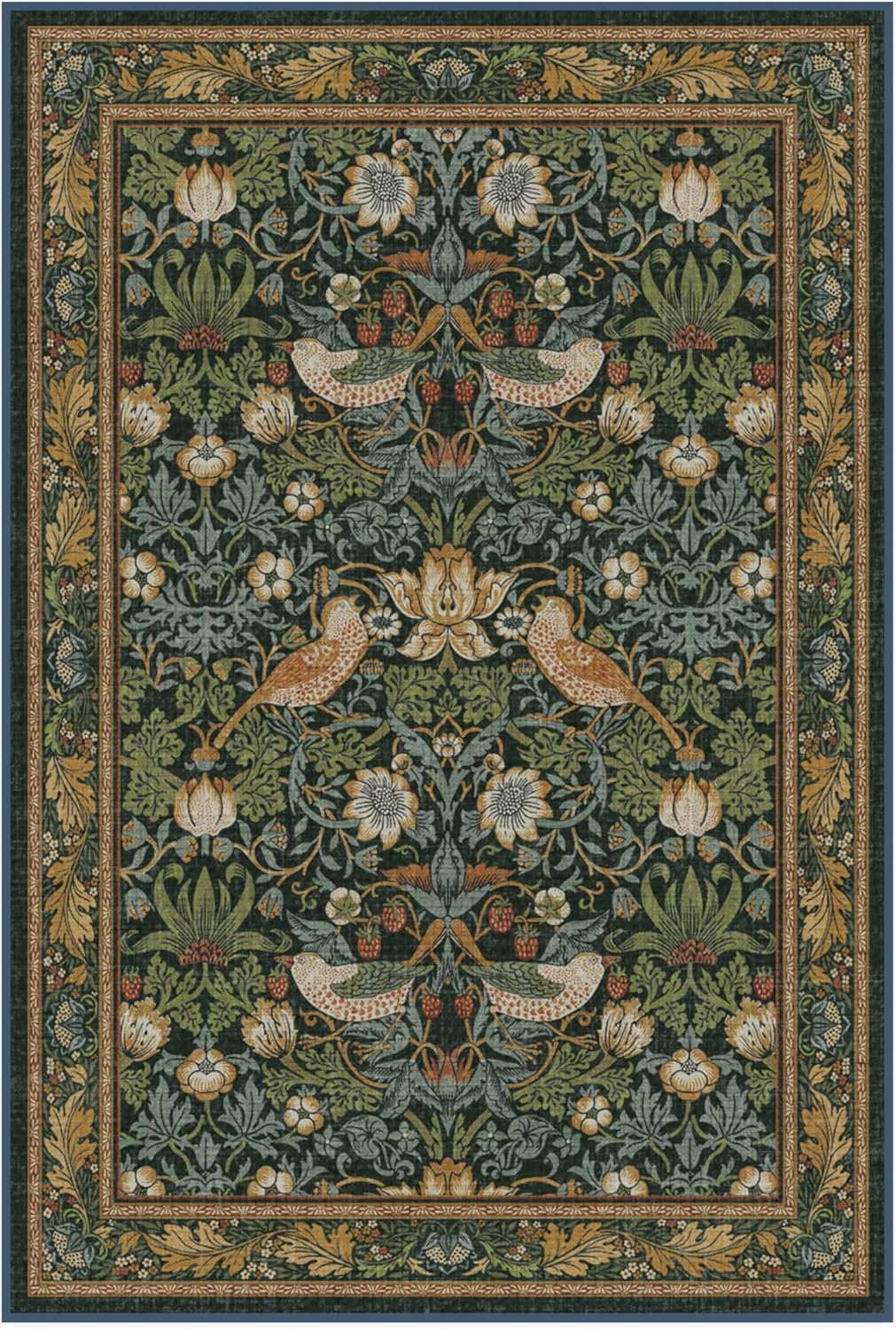 RUGGABLE Washable Area Rug – Morris & Co Strawberry Thief Indigo 4x6 ...