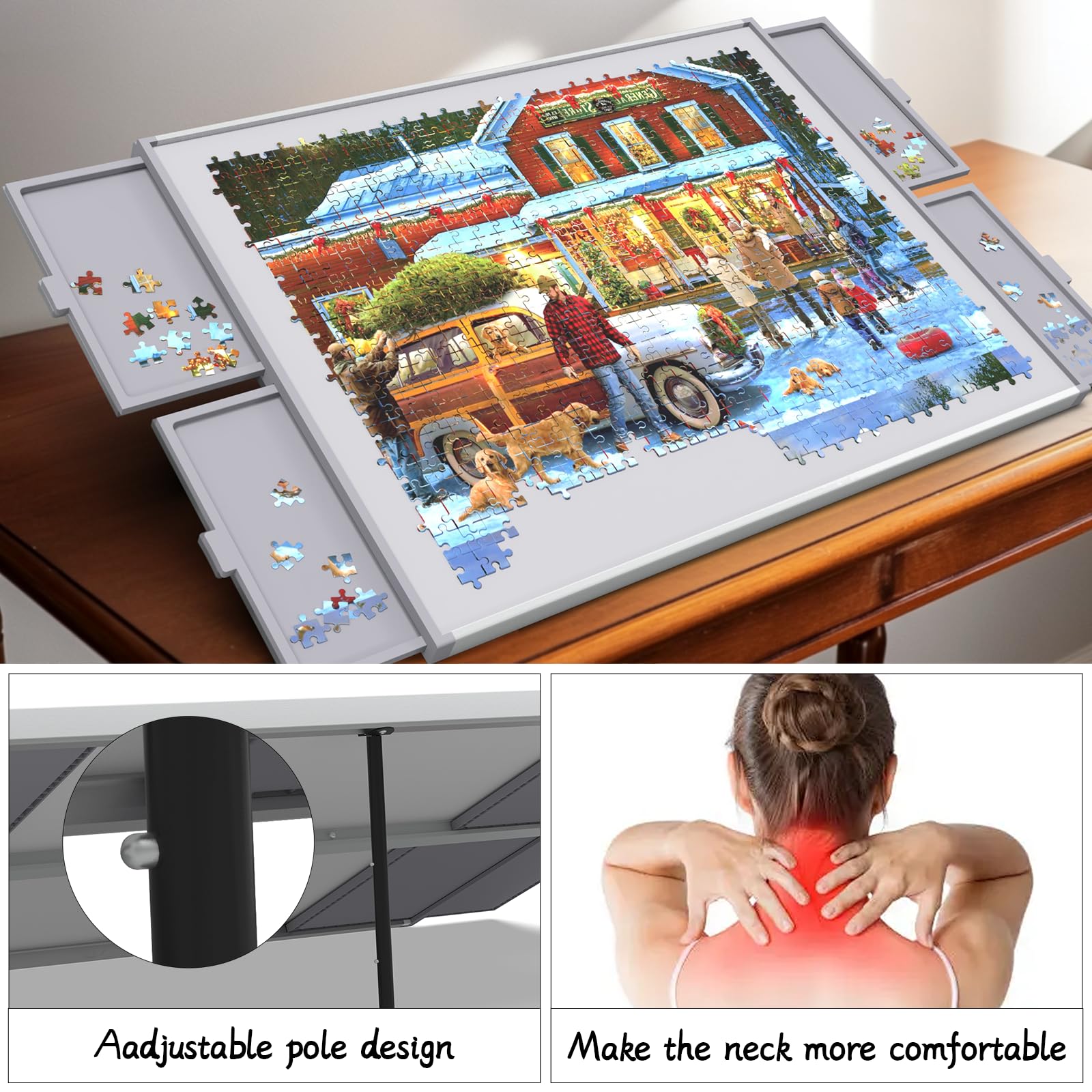 Puzzle Board 1500 Pieces,Jigsaw Puzzle Board with Adjustable Tilting ...