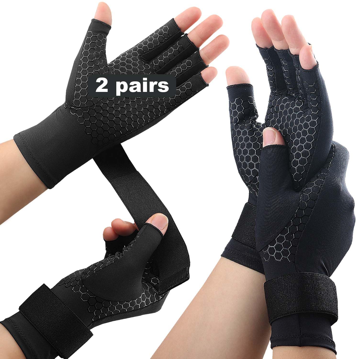 2 Pairs Copper Arthritis Gloves for Carpal Tunnel, Compression Gloves ...