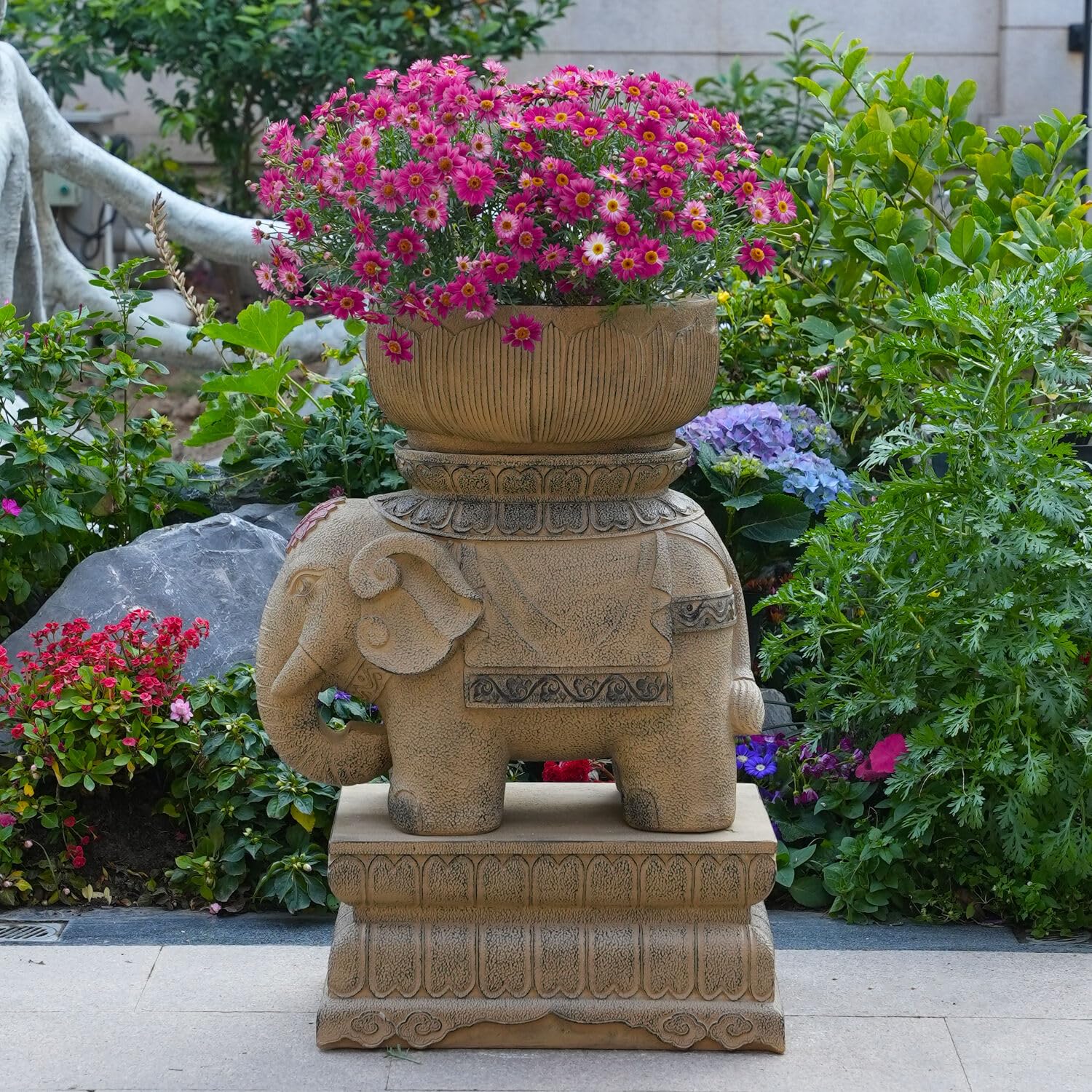 Amazon.com: elesculor Elephant Statue Large Planter - Meditative ...