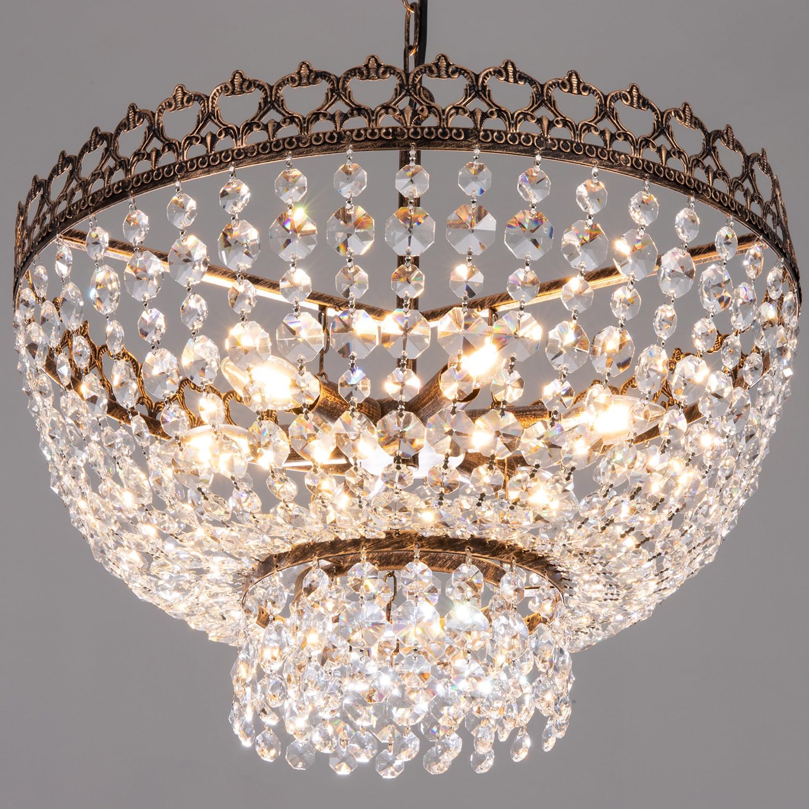 Wellmet 22" Modern Crystal Chandelier, 6-Light Contemporary Adjustable ...