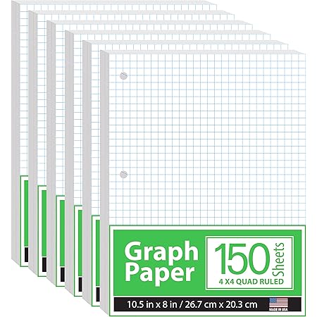 Amazon.com : Graph Paper, Loose Leaf Graph Paper, 4 x 4 An Inch Quad ...