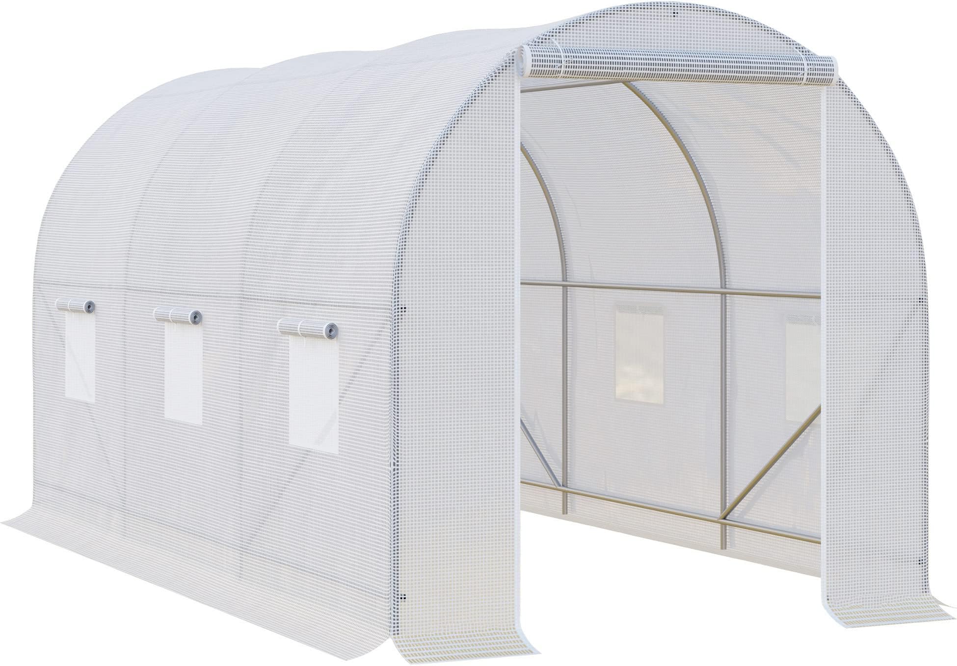 Outsunny 3.5 x 2 x 2 m Polytunnel Greenhouse, Walk-in Green House for ...