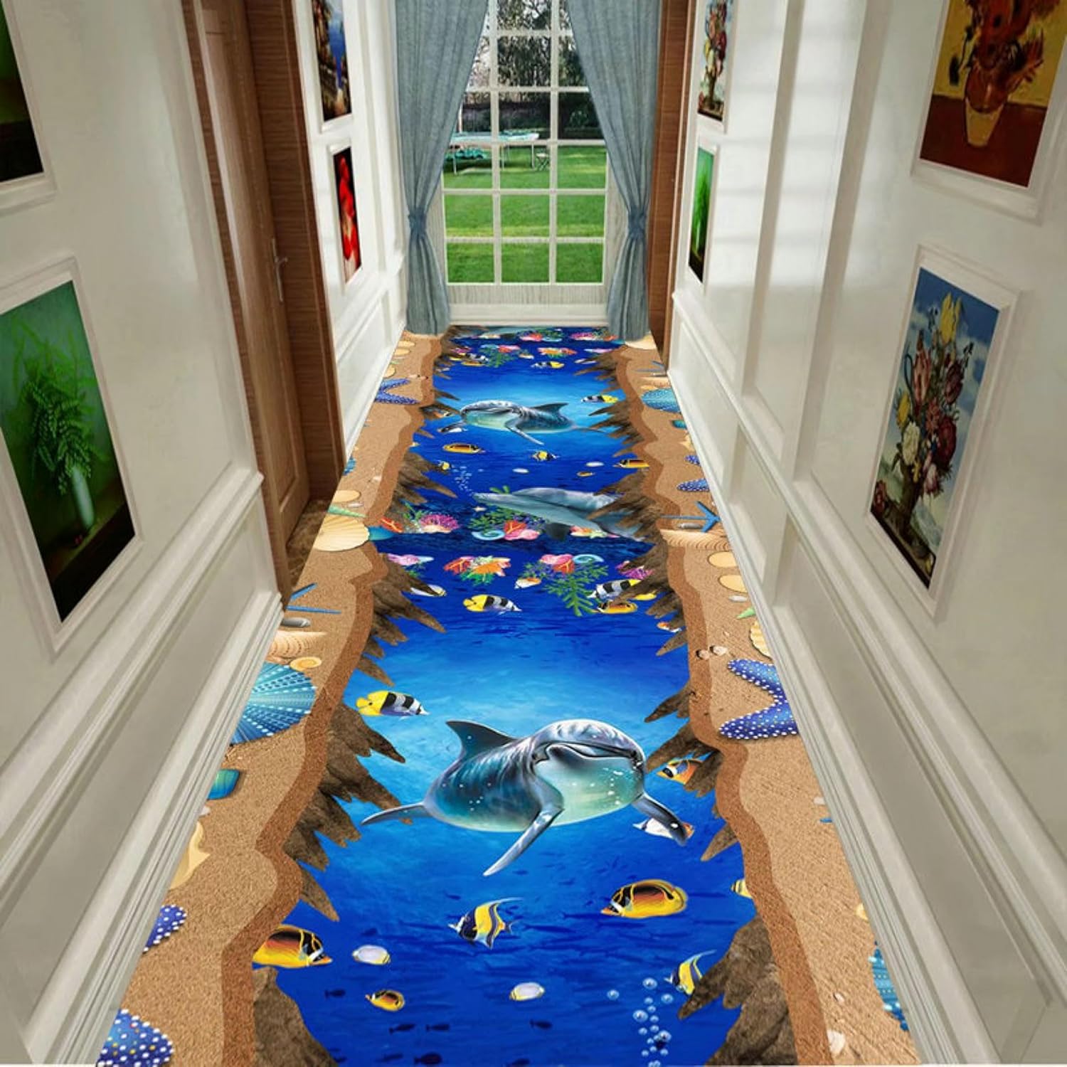 Amazon.com: 3D Sea Animals Runner Rug,2x6ft, for Hallway, Beach Dolphin ...