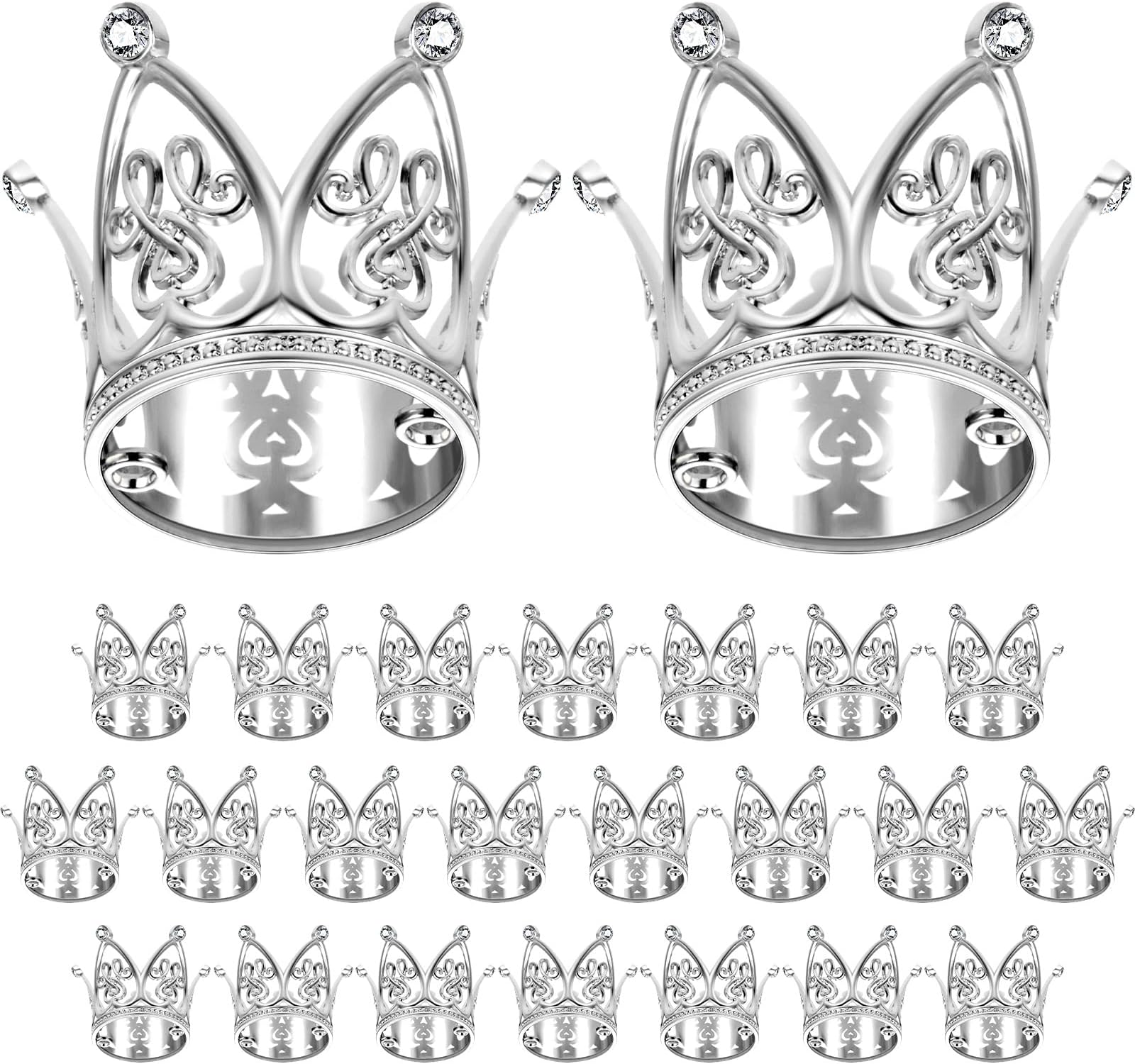 Amazon.com: Junkin 24 Pcs Mini Crowns Mini Silver Crown Cake Topper for ...