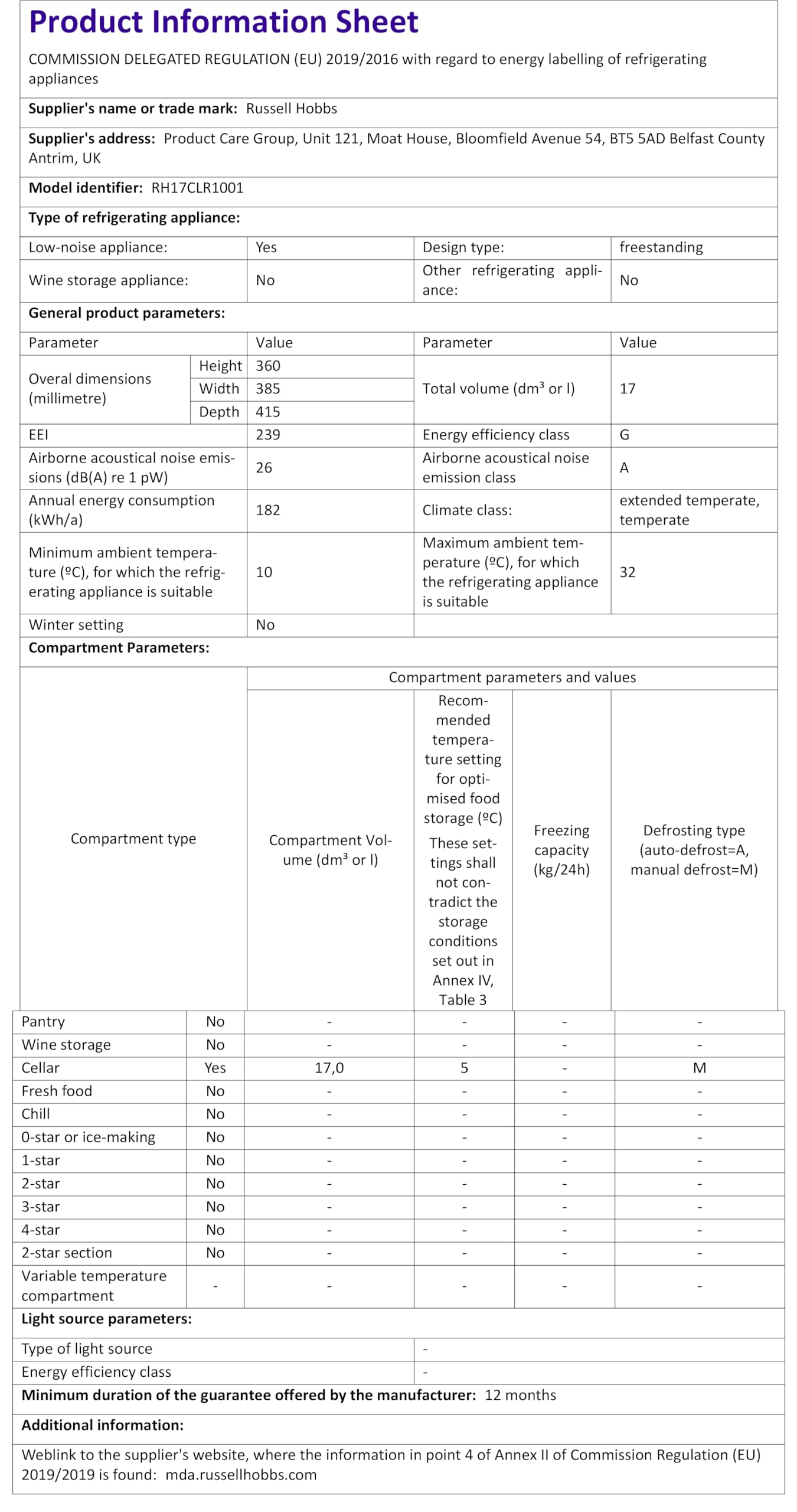 Russell Hobbs RHTTLF1B 43L Table Top F Energy Rating Fridge Black ...