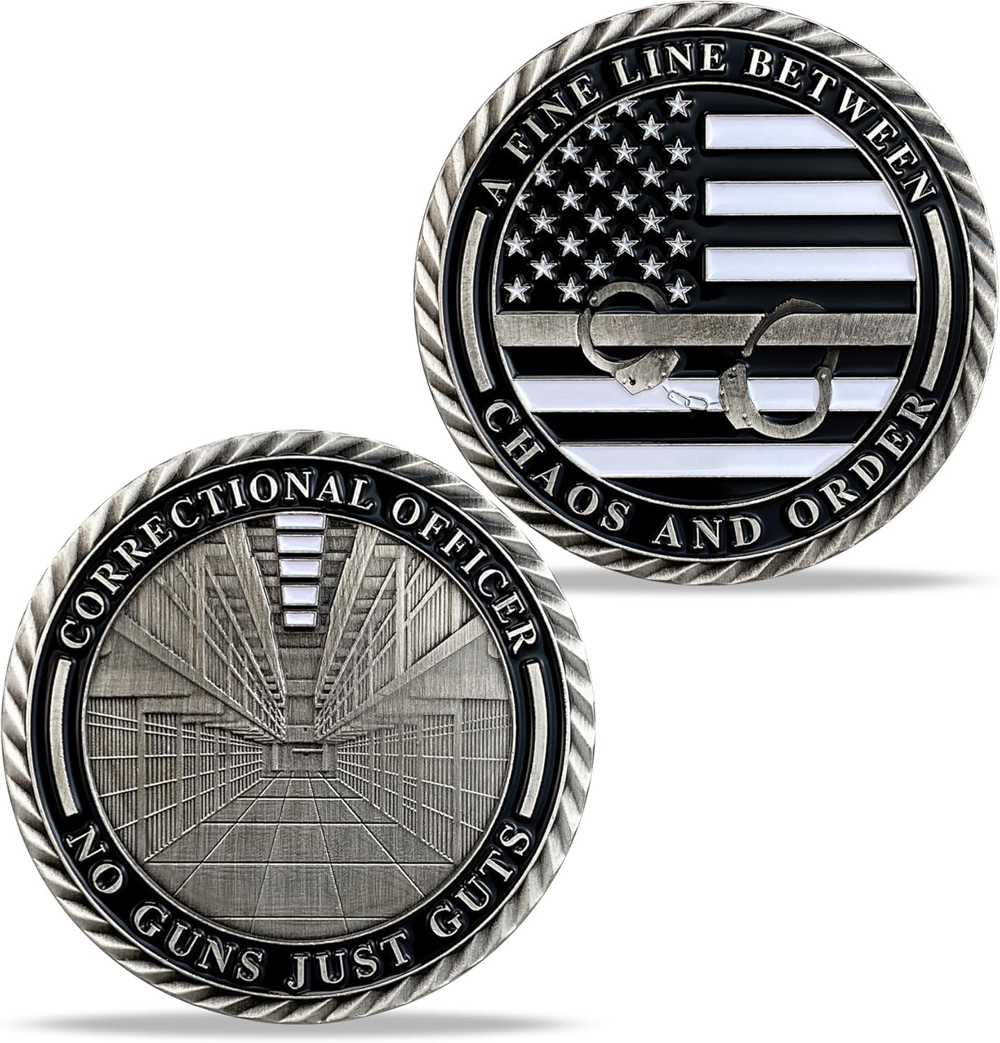 Amazon.com: BHealthLife Thin Gray Silver Line Challenge Coin for ...