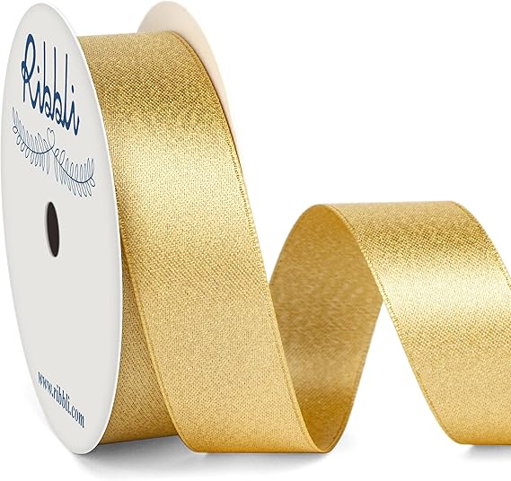 Amazon.com: Ribbli Gold Double Faced Purl Ribbon,Luxury Glitter Ribbon ...