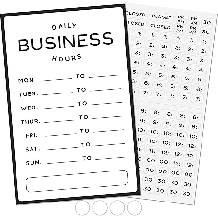 Amazon.com : Business Hours of Operation Sign Kit, Daily Business Hours ...