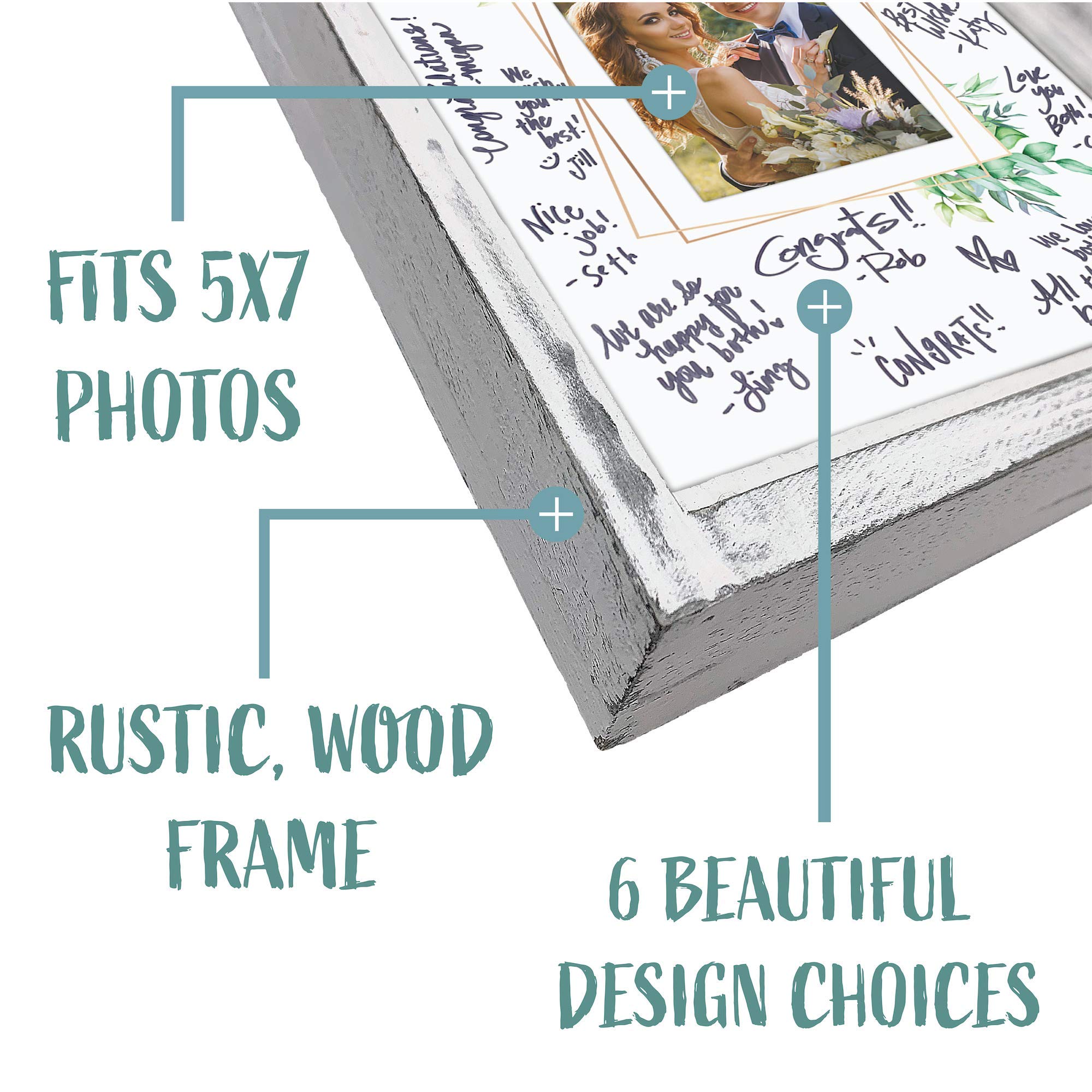 Buy Beautiful Signature Frame Guest Book Alternative - 17x12" Wood ...