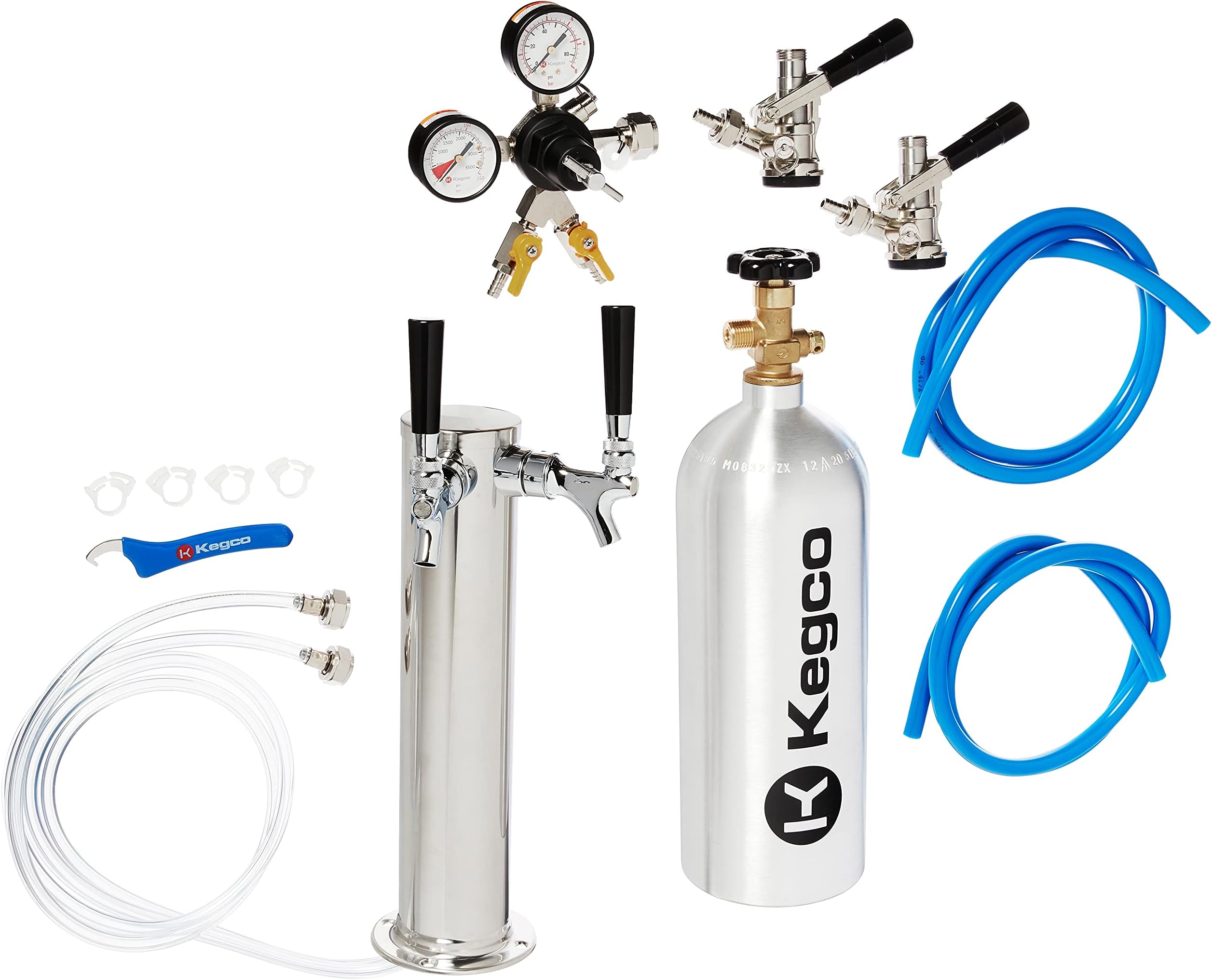 Amazon.com: Kegco Dual Tap Tower Kegerator Conversion Kit, None,Chrome ...