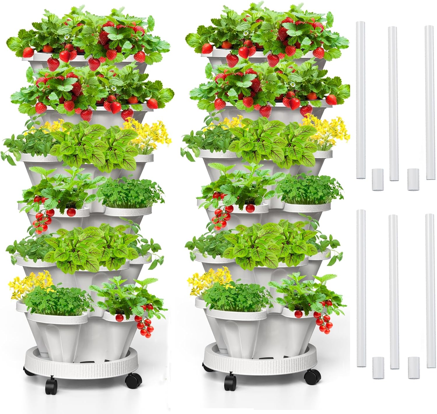 Amazon.com: Tectsia 6 Tiered Strawberry Vertical Planters 2 Pack ...