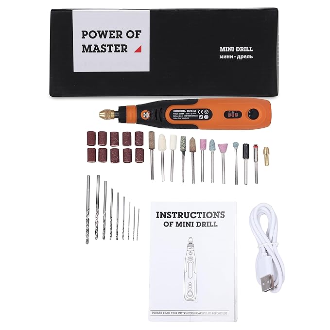 GLYNTIX Mini Cordless Drill Machine 32pcs Small Hand Rotary Tool with 3 ...