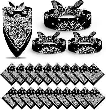 Amazon.com: 24 Pack Bandanas Bulk 22x20 Inch Cotton Paisley Bandanas ...