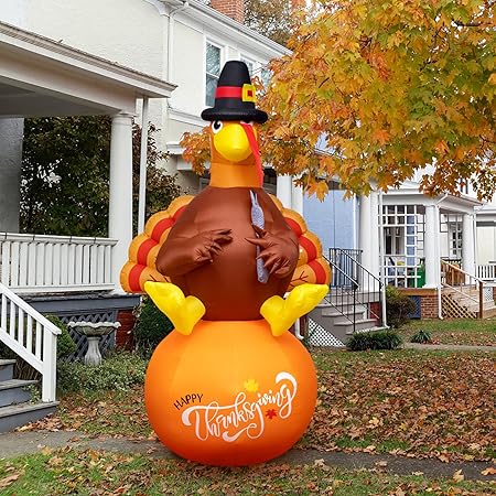 Amazon.com : 8FT Thanksgiving Turkey Inflatable Decoration, Angela&Alex ...
