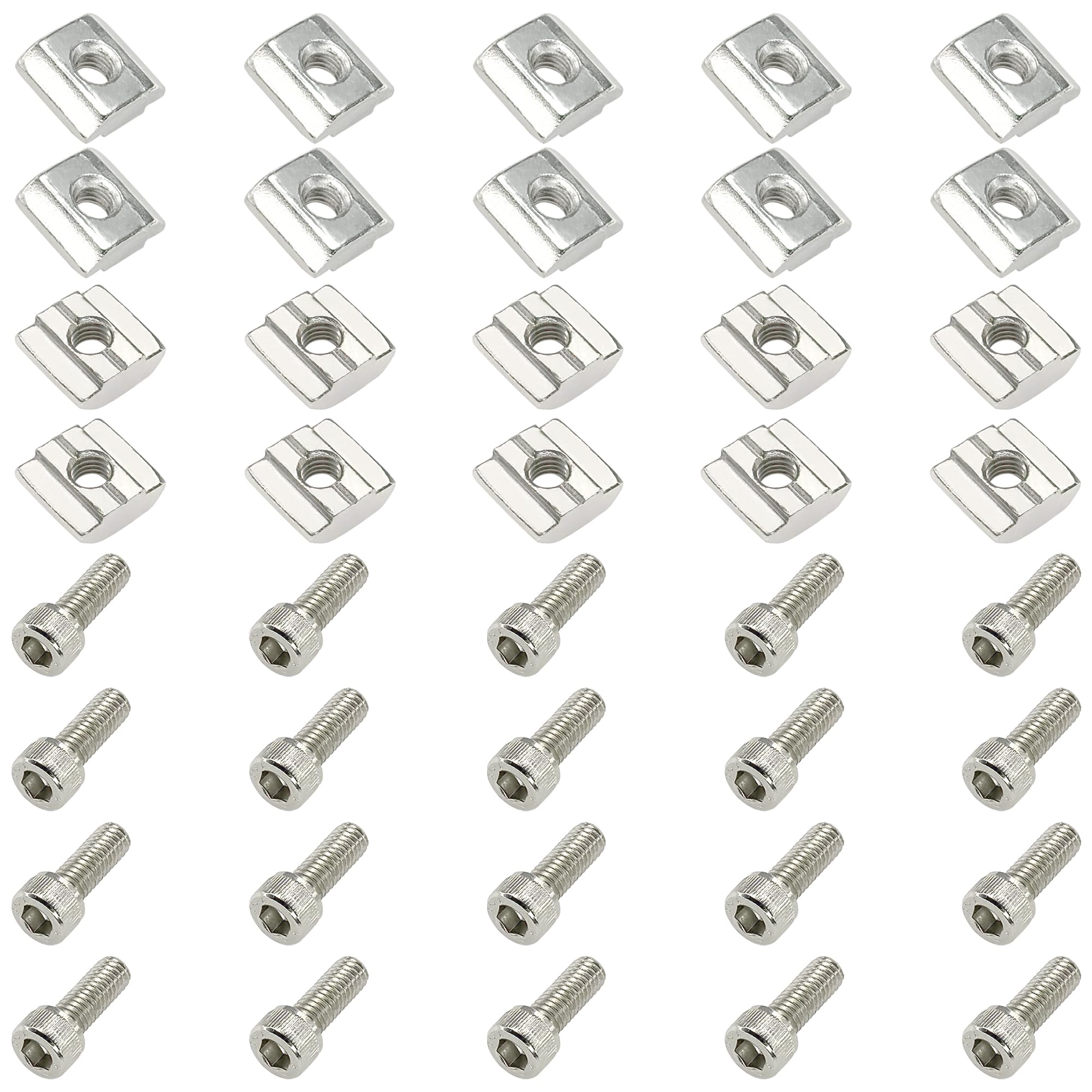 20 Sets of 3030 Series T Slot Nuts and Bolts,M6 T Sliding Square ...