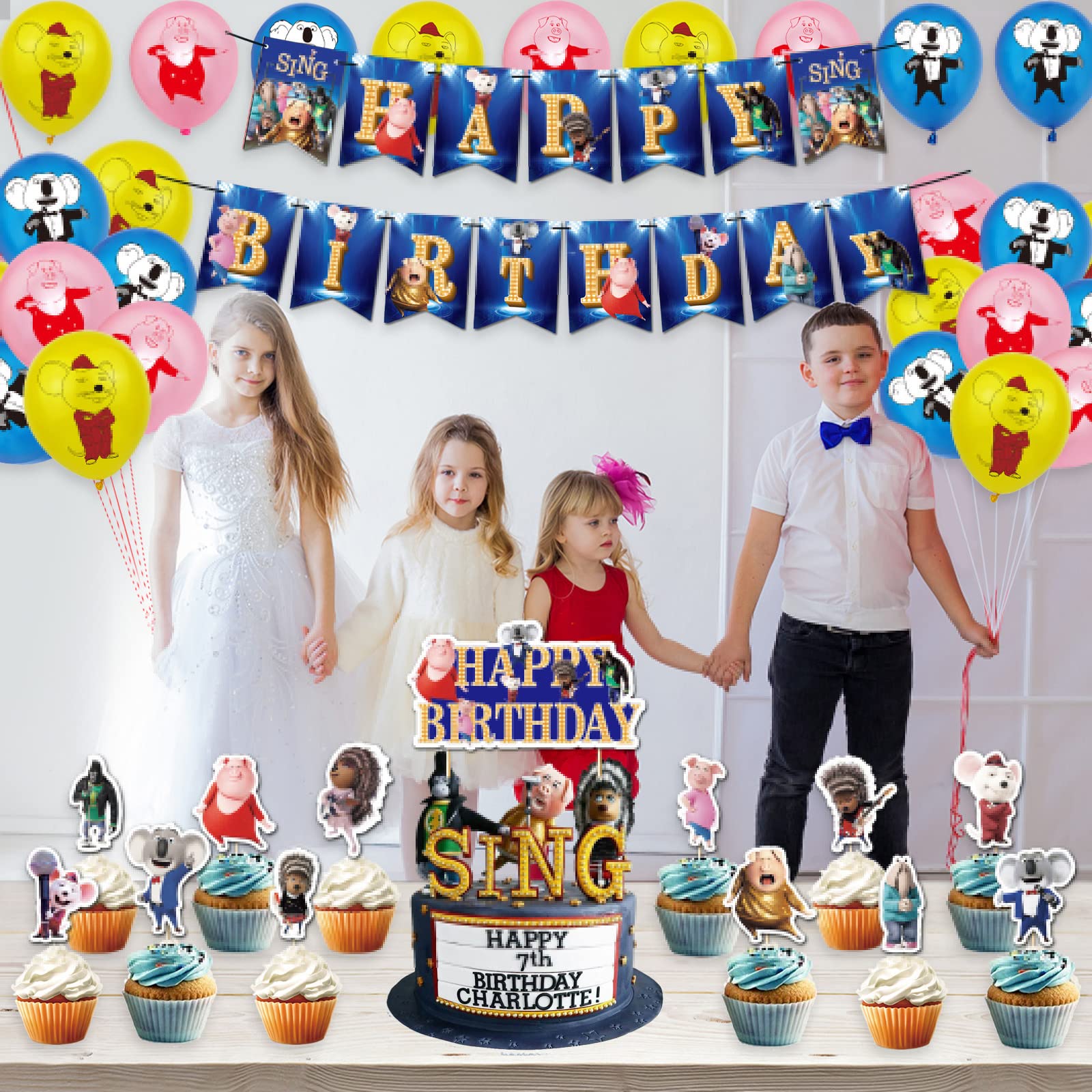 Buy Sing 2 Birthday Party Supplies, Birthday Decorations Set Includes ...