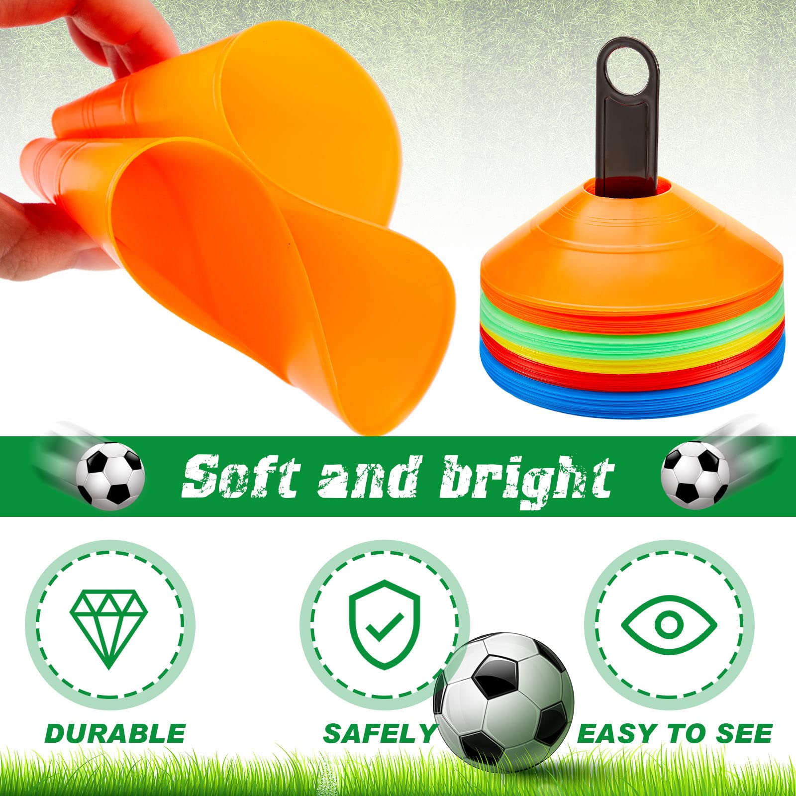 Snapklik.com : Set Of 100 Soccer Cones Disc Cones Soccer Agility Cones ...