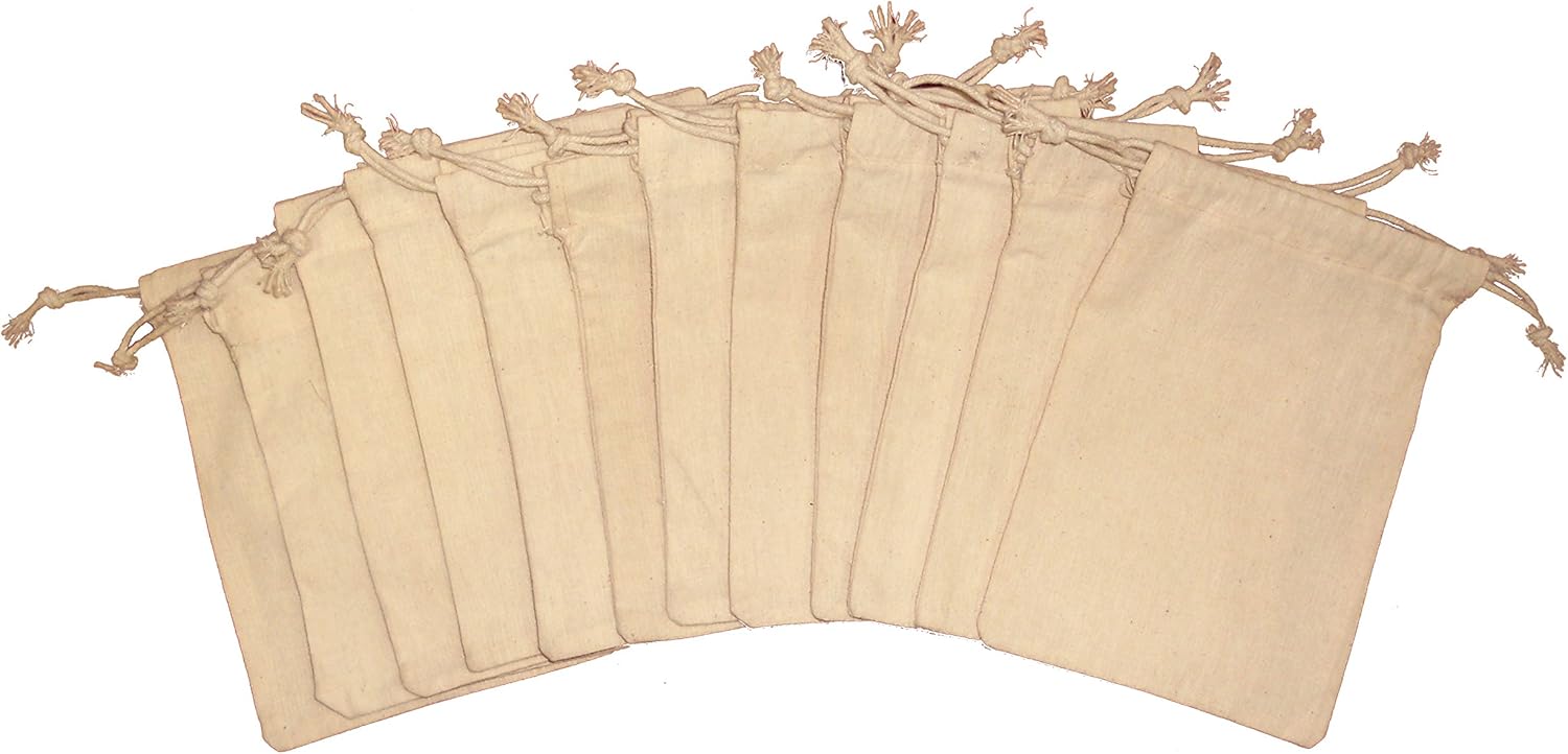 Amazon.com: Organic Cotton Muslin Produce Storage Bag with Drawstrings ...