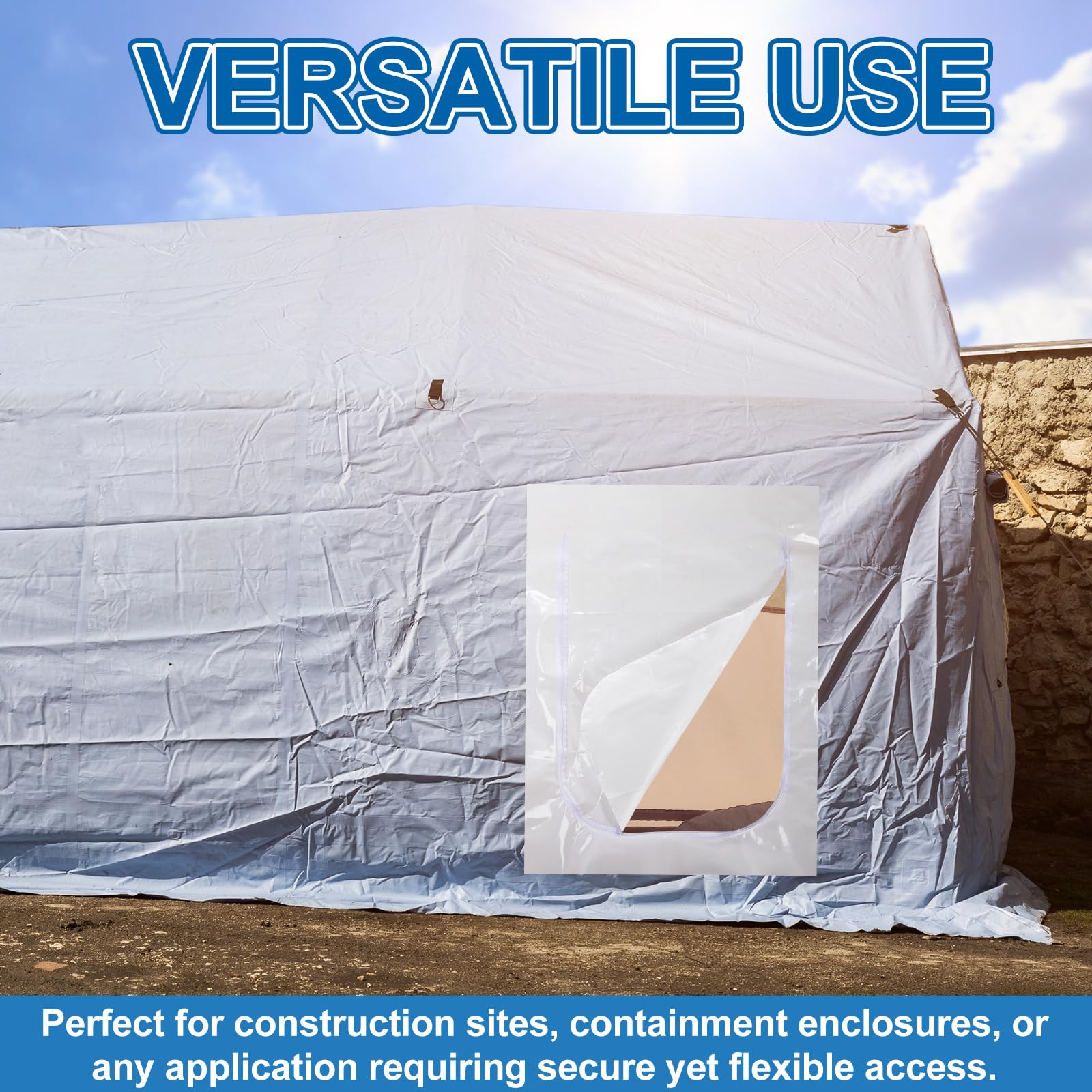 Snapklik.com : 2 Pcs White Shrink Wrap Door Zipper Access 36 X 48 Inch ...