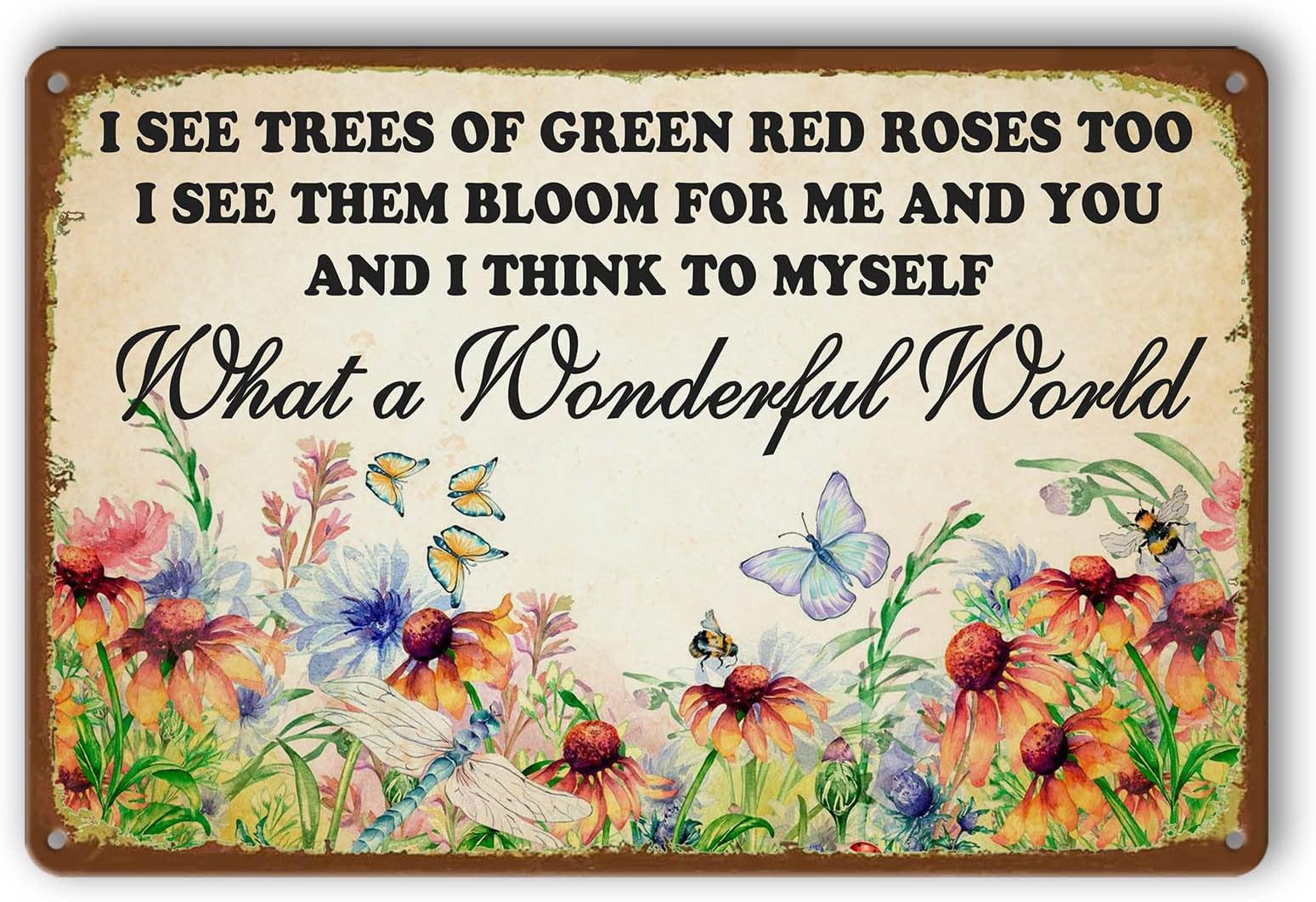 Amazon.com : Flower Metal Tin Sign Vintage Garden Signs What A ...