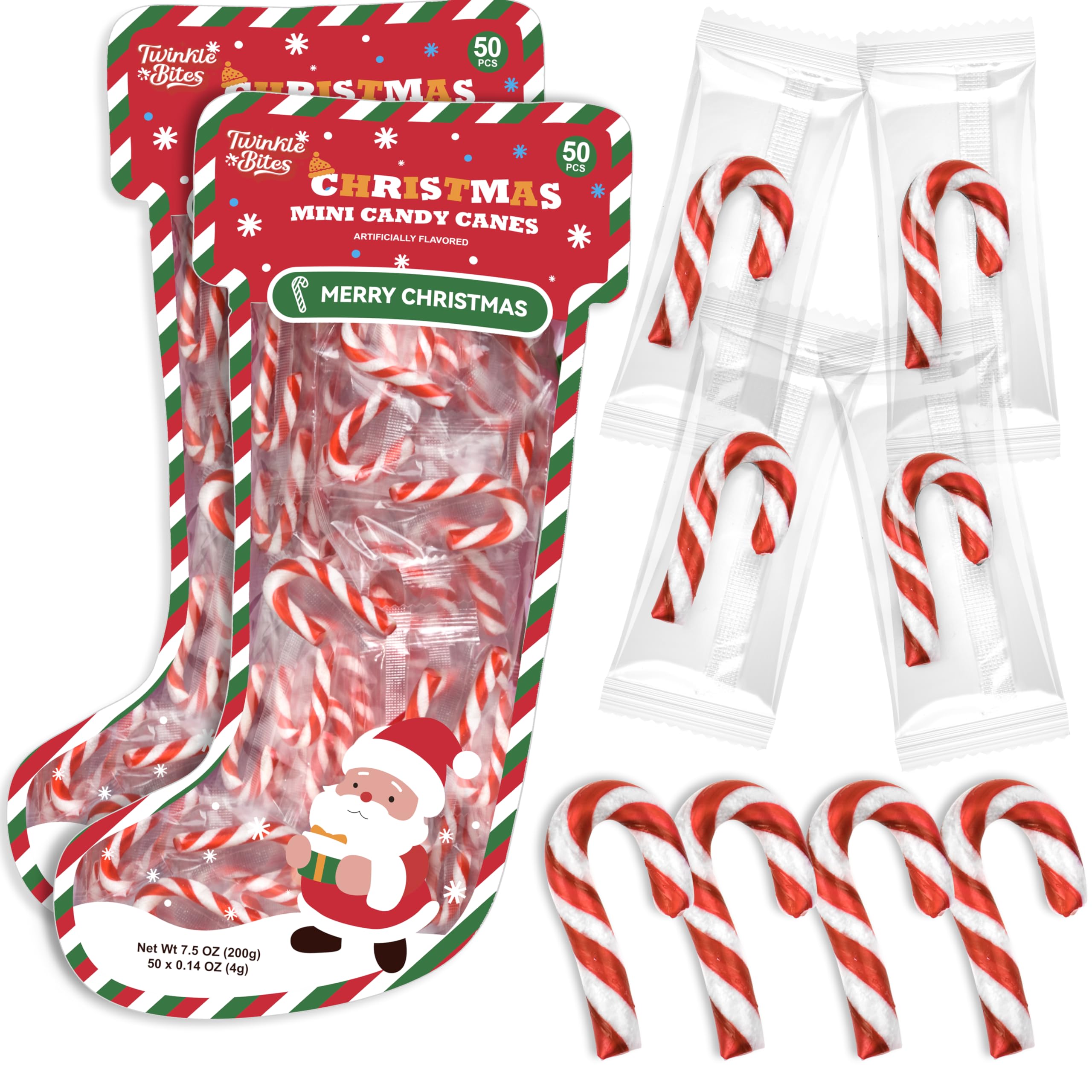 Snapklik.com : 100 Pack Christmas Mini Candy Canes Packed In A Stocking ...
