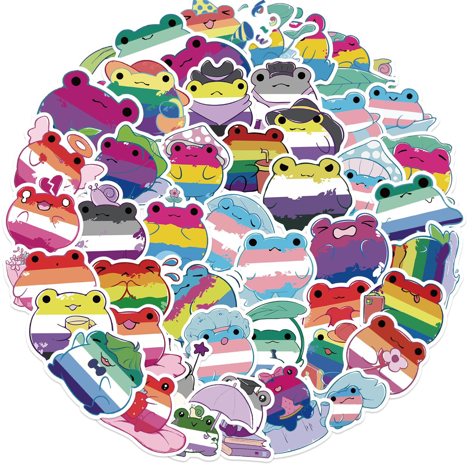 Amazon.com: 50Pcs Rainbow Pride Frog Stickers for Adults Cute Your Frog ...
