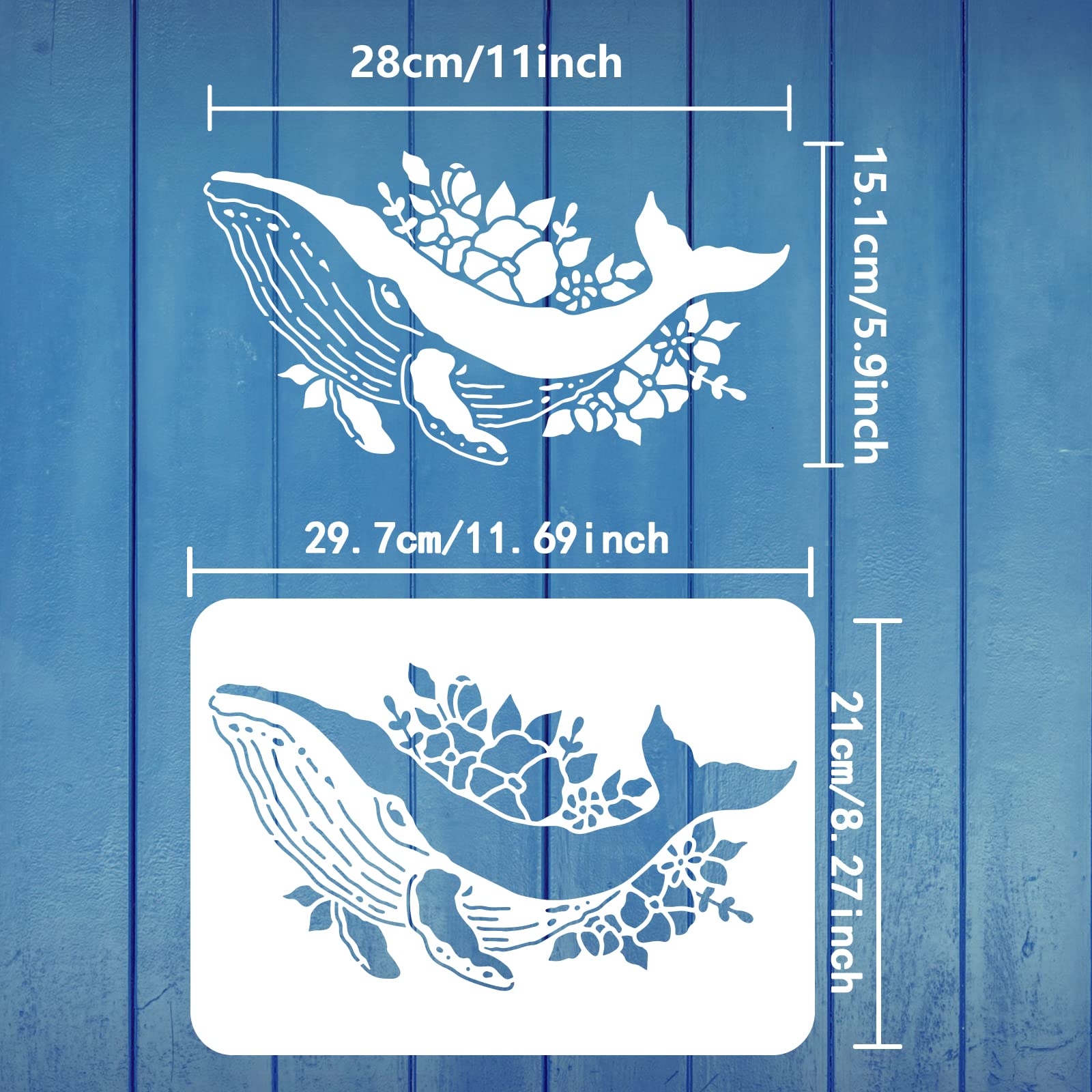 Blue Whale Stencil Blue Whale Swimming Underwater With Bubbles Trail