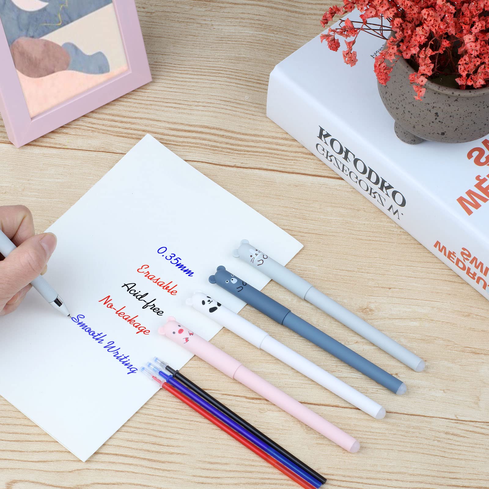 8 Color Plastic Pen Refills 11cm Length 40-Pack Erasable Gel Pen ...