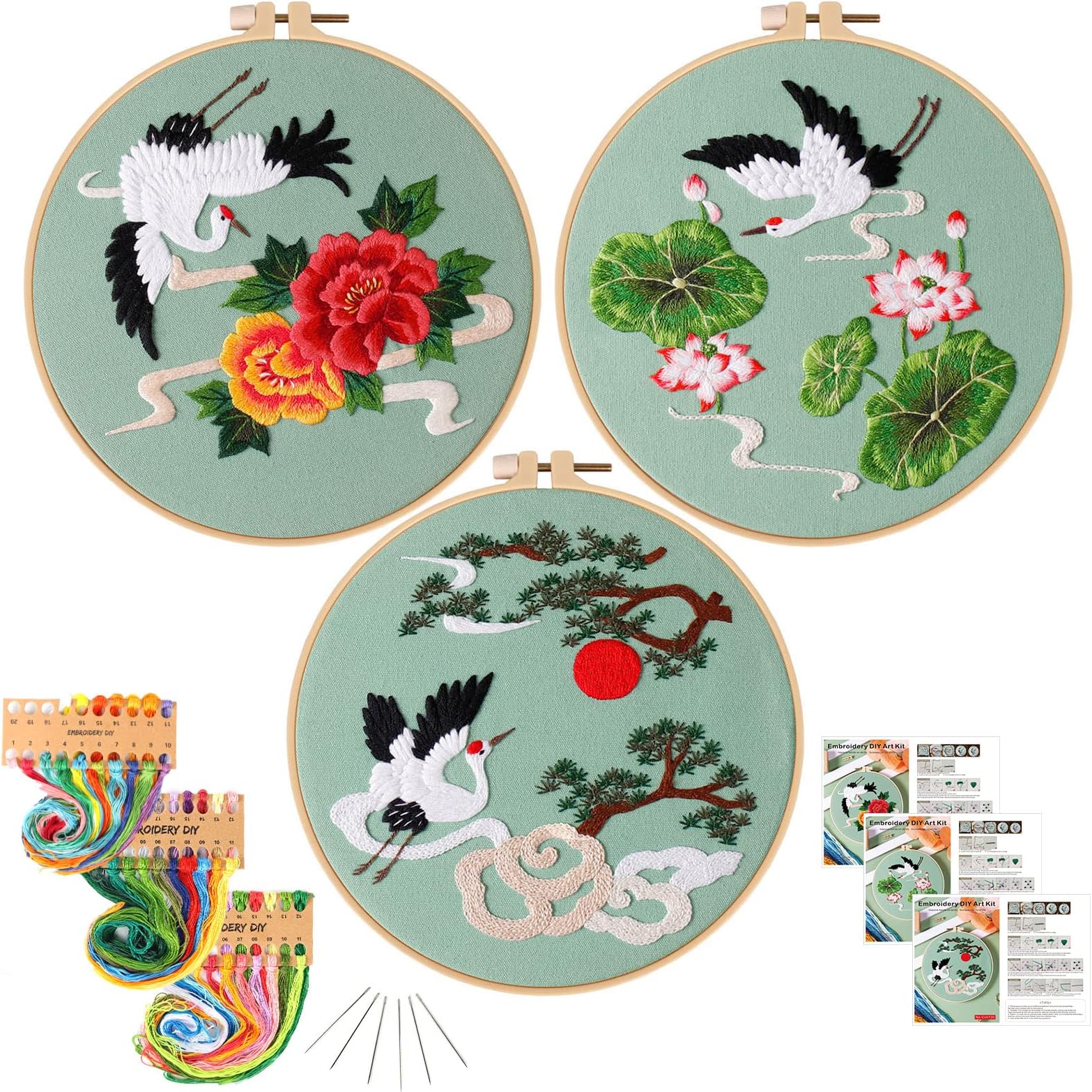 Amazon.com: 4 Sets Funny Embroidery Kit for Beginners,Embroidery Kit ...