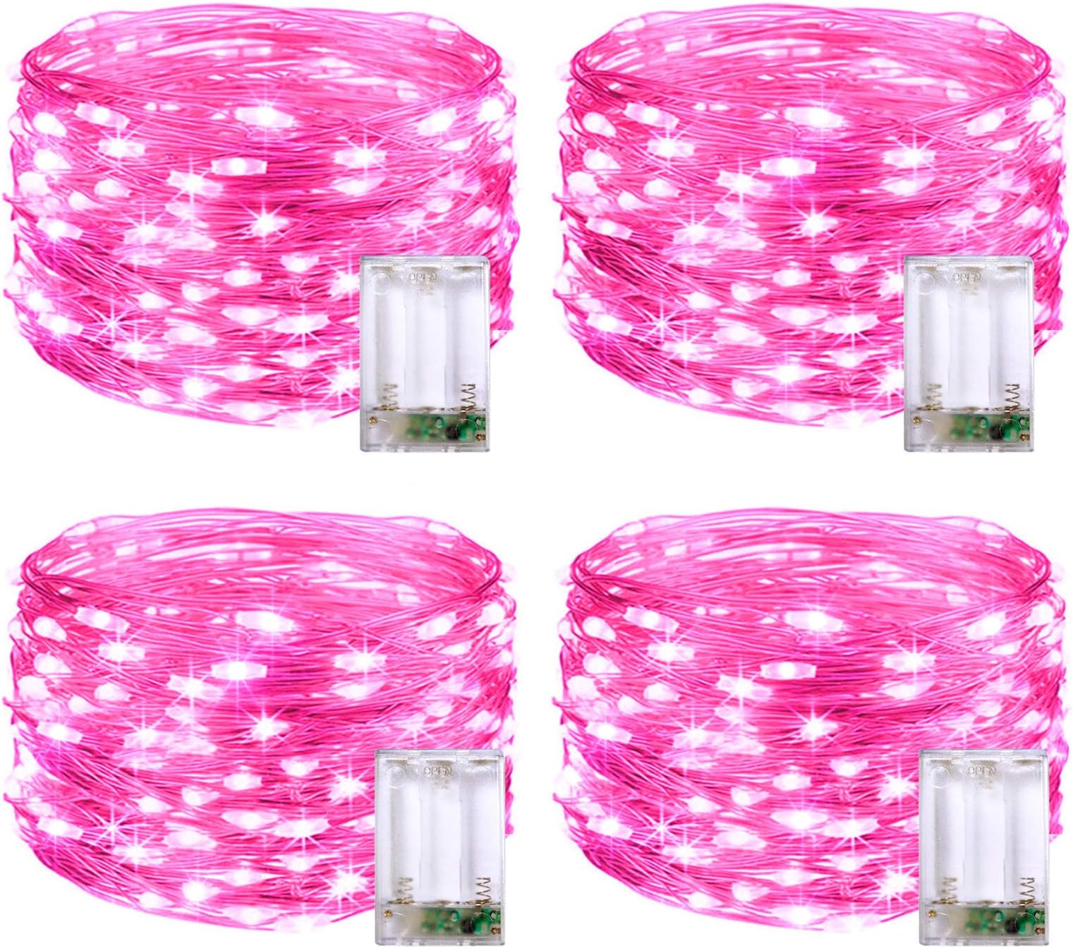 Amazon.com: RTGS 30 LEDs Pink Color String Lights Silver Wire Indoor ...