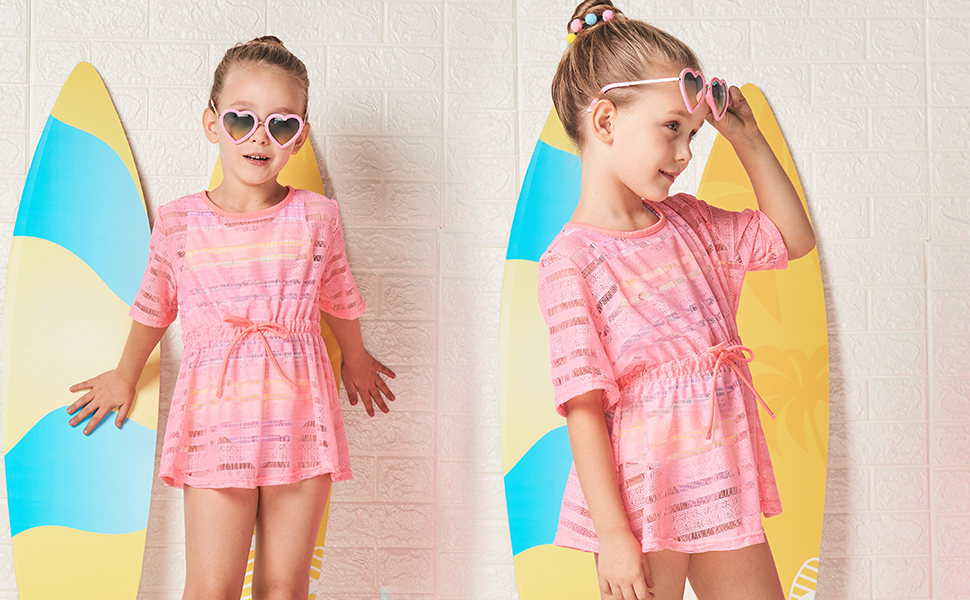 Watch Julysand Girls Swimsuit Cover Ups Kids Pink Lace Coverup on ...