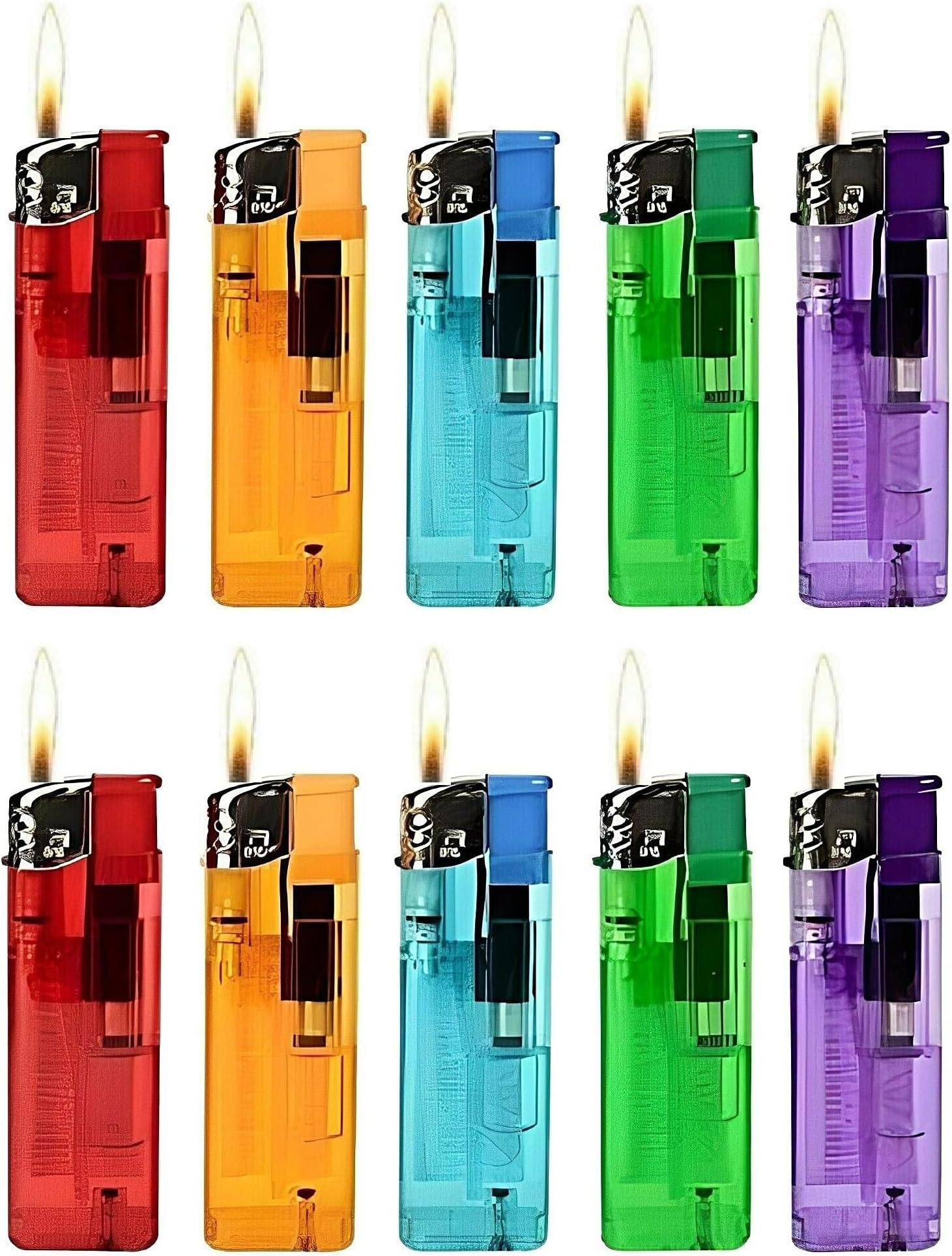 ezkart | Pack of 10 - Multipack Assorted Coloured Lighters with ...