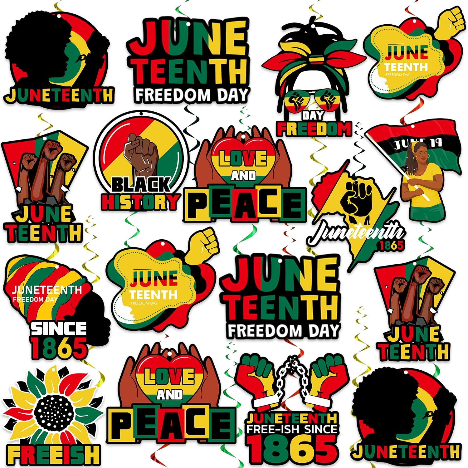 Amazon.com: 39Pcs Happy Juneteenth Cutouts Freedom Day Party Decor June ...