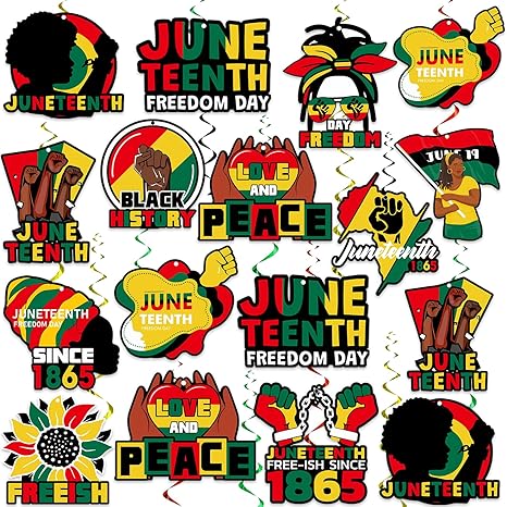 Amazon.com: GPWXYYY 48Pcs Juneteenth Decorations Hanging Swirls, Happy ...