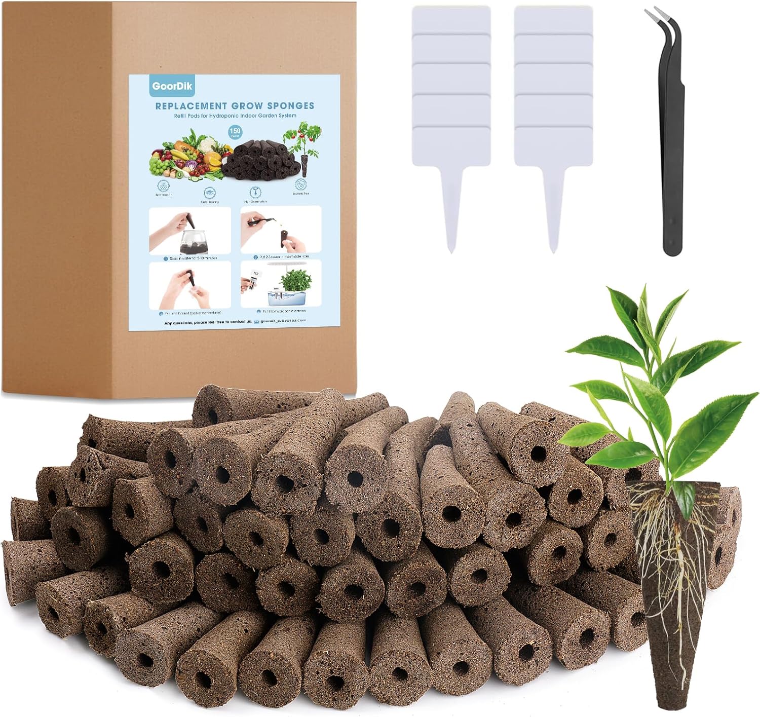 Hydroponic Grow Sponges 50 Pack Grow Sponges For Hydroponics, Seed ...